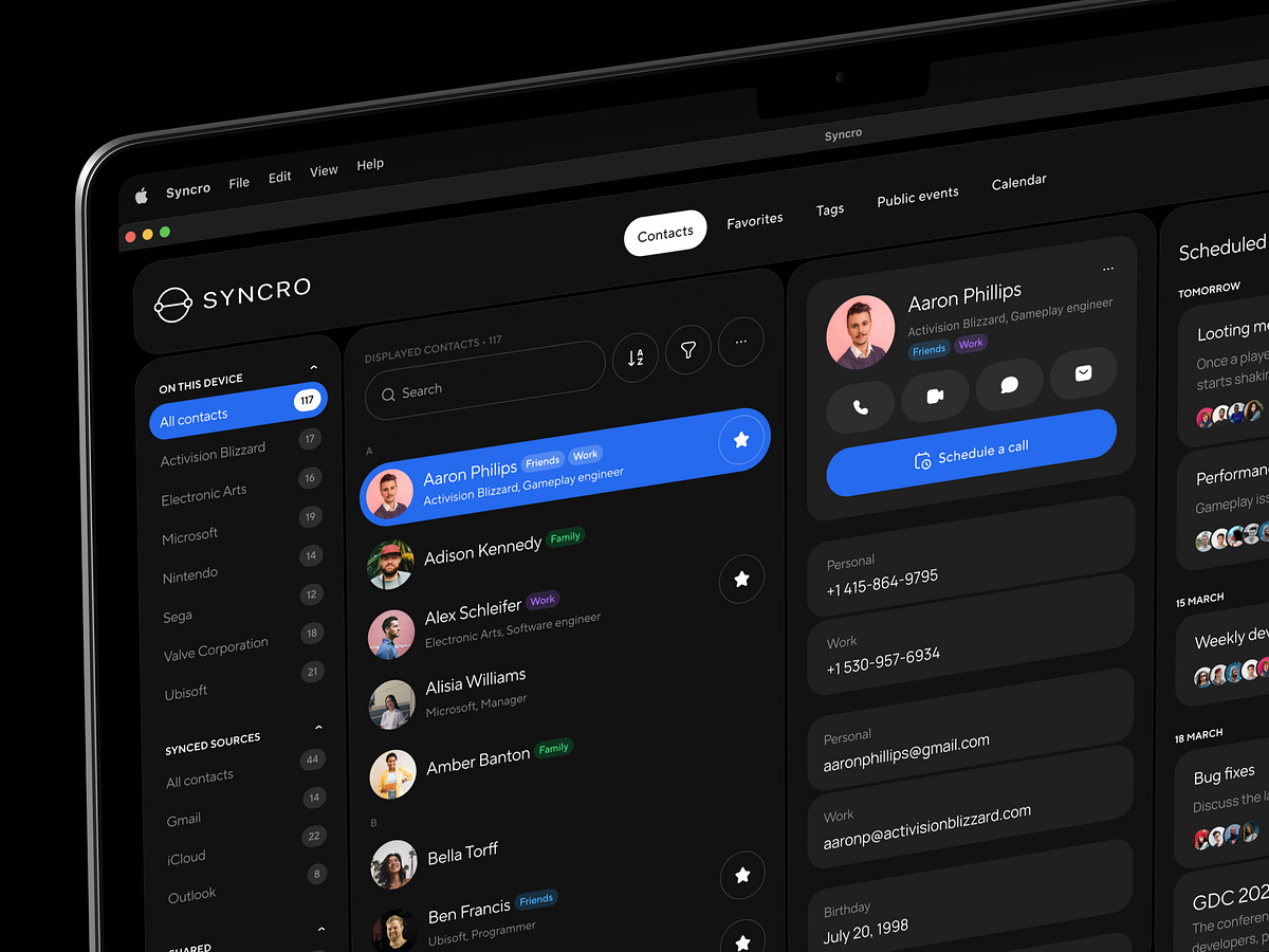 Contact Manager App UI Elements by Conceptzilla on Dribbble