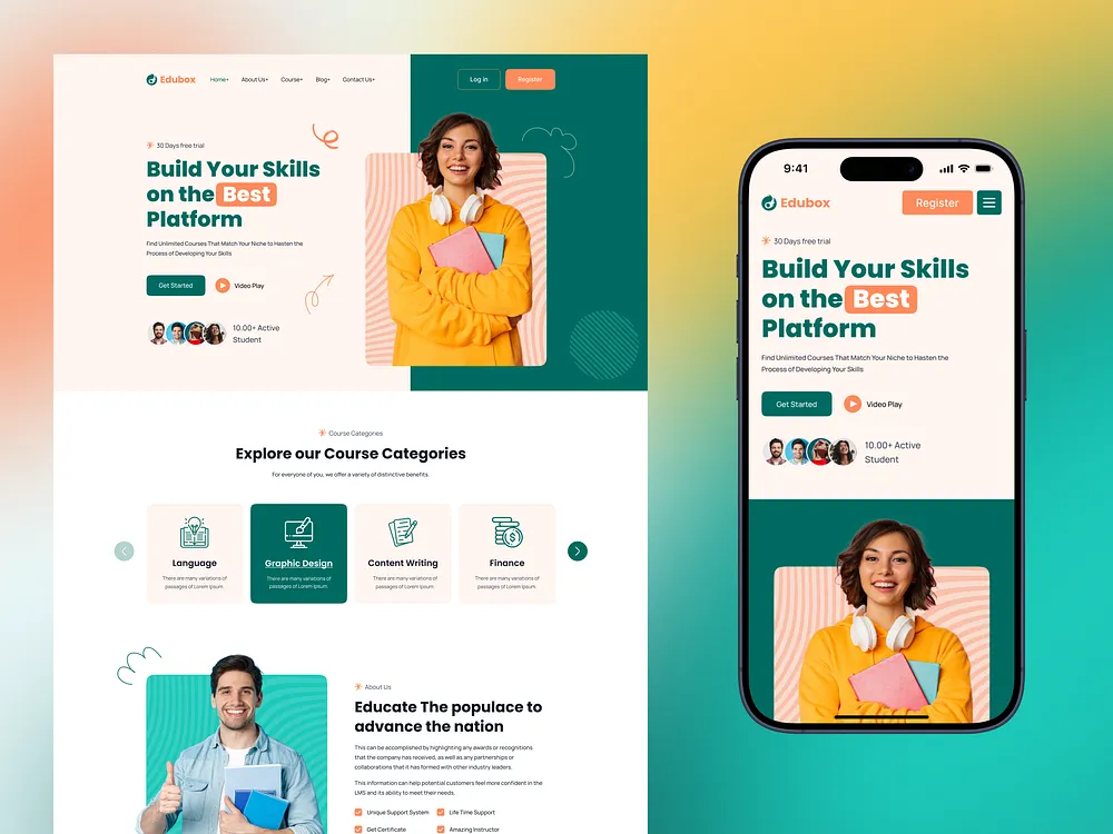 Lms Landing Page designs, themes, templates and downloadable graphic ...