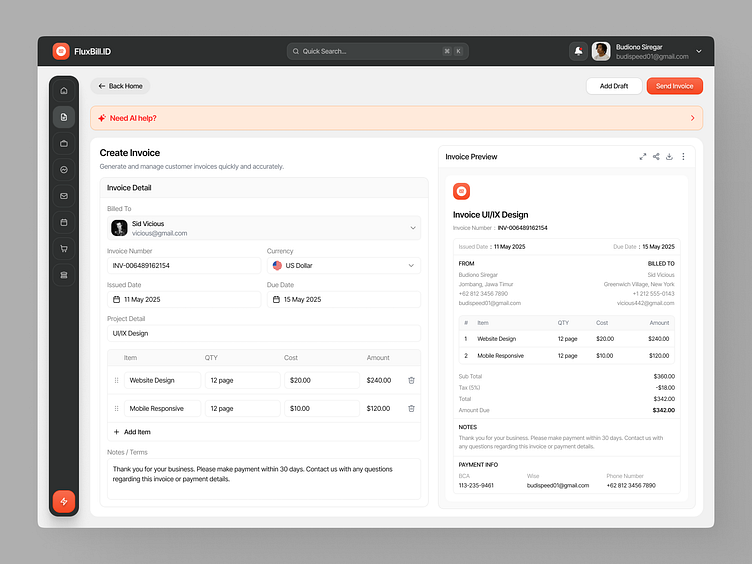 FluxBill.ID – Invoice Generator Dashboard by Nija Design for Nija Works ...