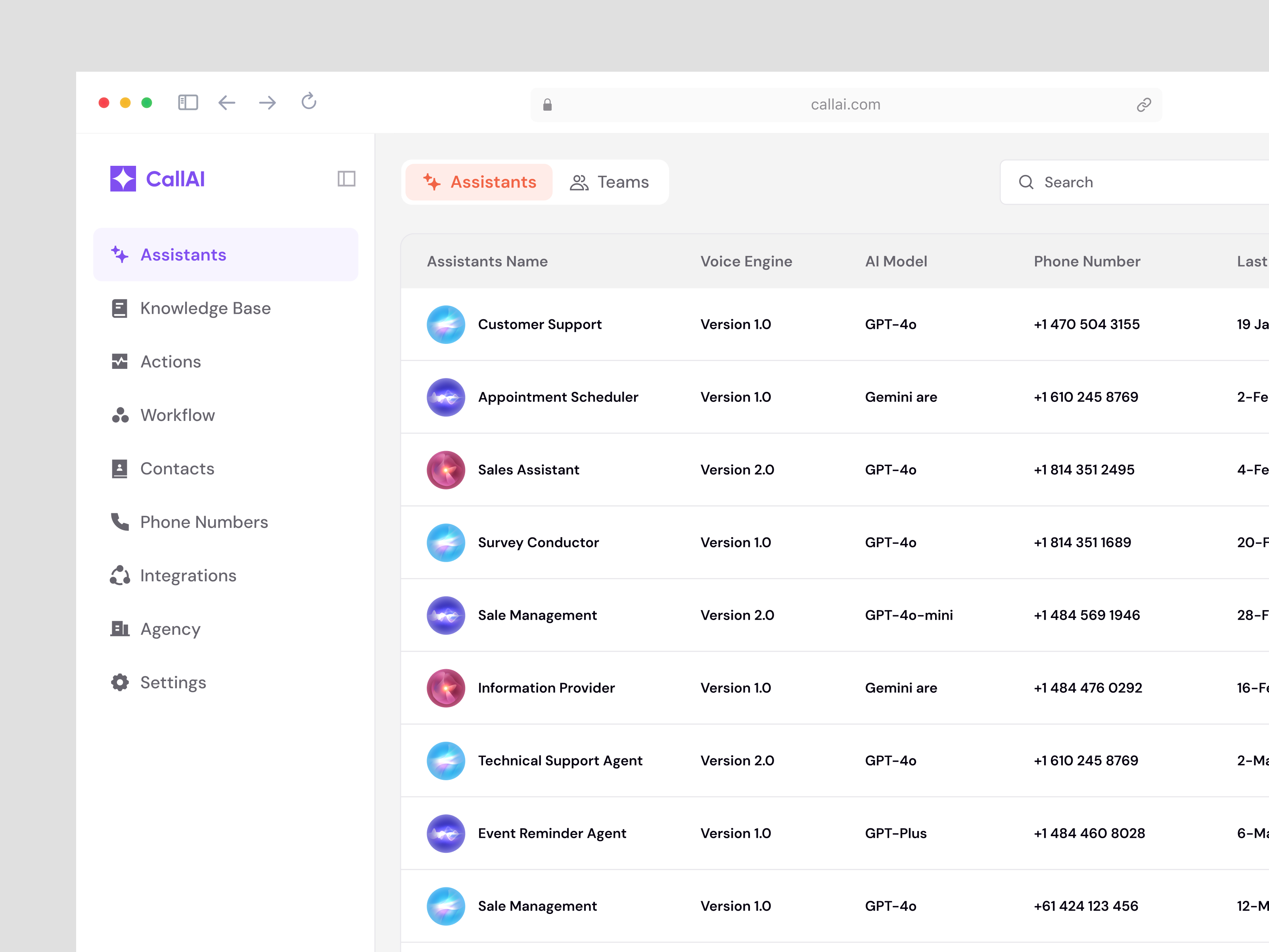 CallAI – AI-Powered Voice Assistants Dashboard UI by Shahid Miah UI UX ...