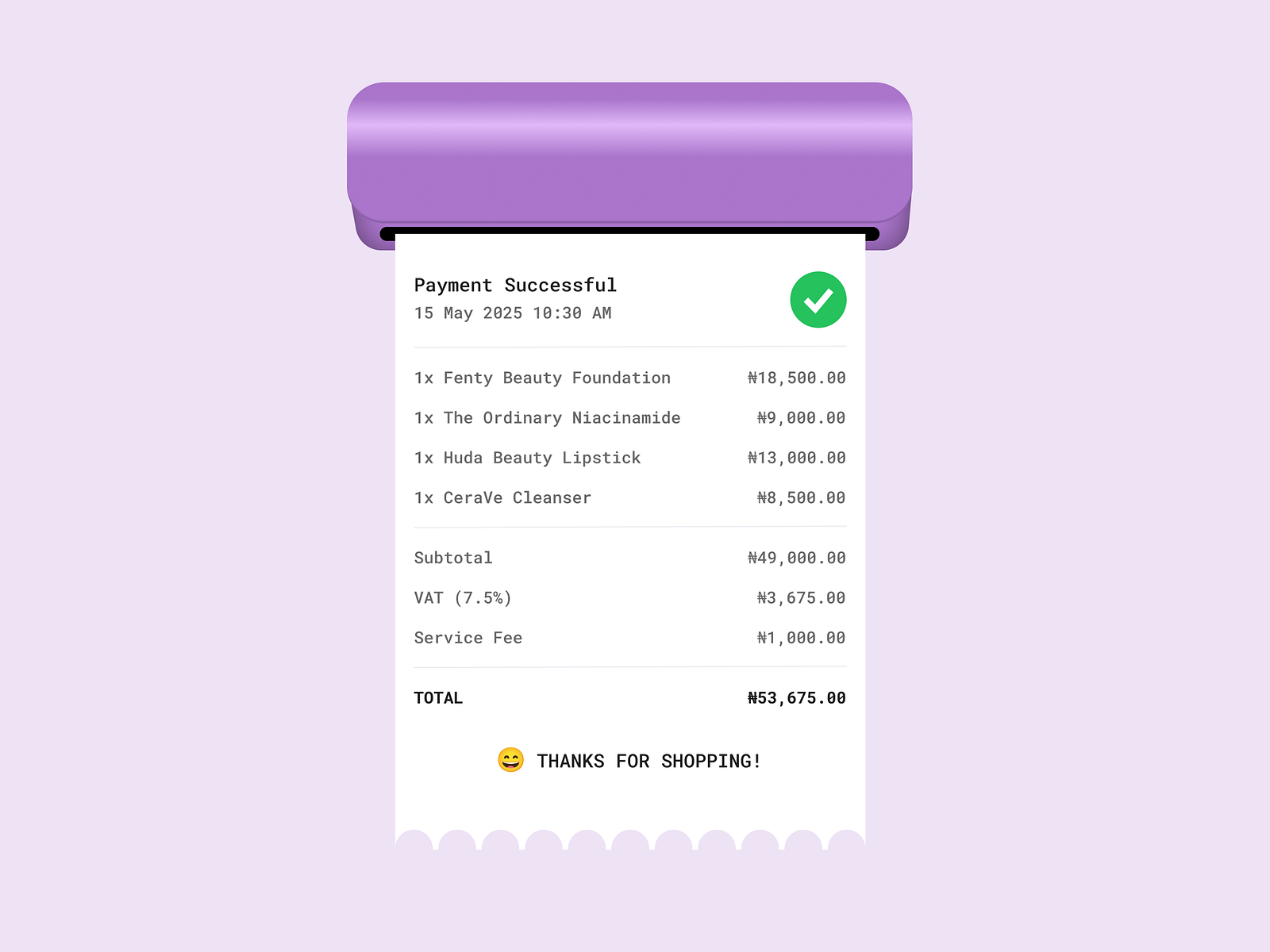 Receipt Printout by Precious Anizoba on Dribbble