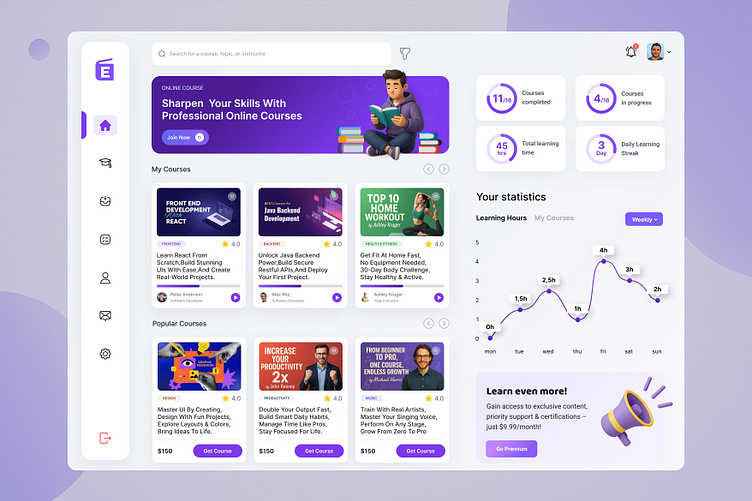 Smart Learning Dashboard – UI Concept for eLearning by Amrit Raj on Dribbble