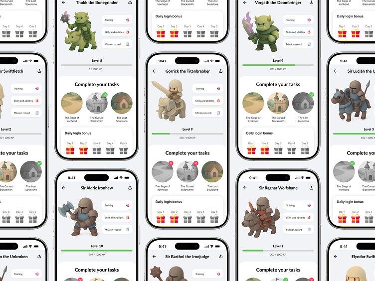 Character progress UI concept by Iqbal Nugraha on Dribbble