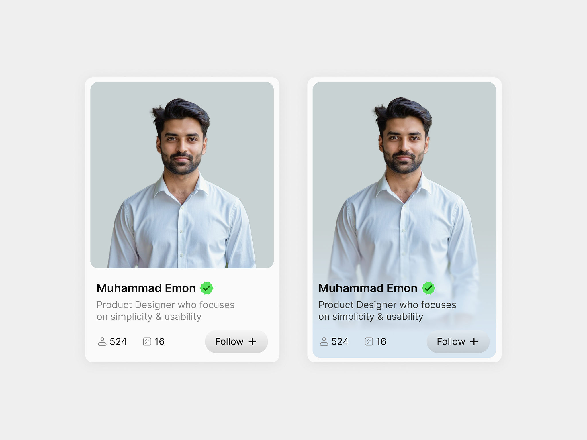 Which Profile Card is Better? Profile Card UI by Muhammad Emon on Dribbble