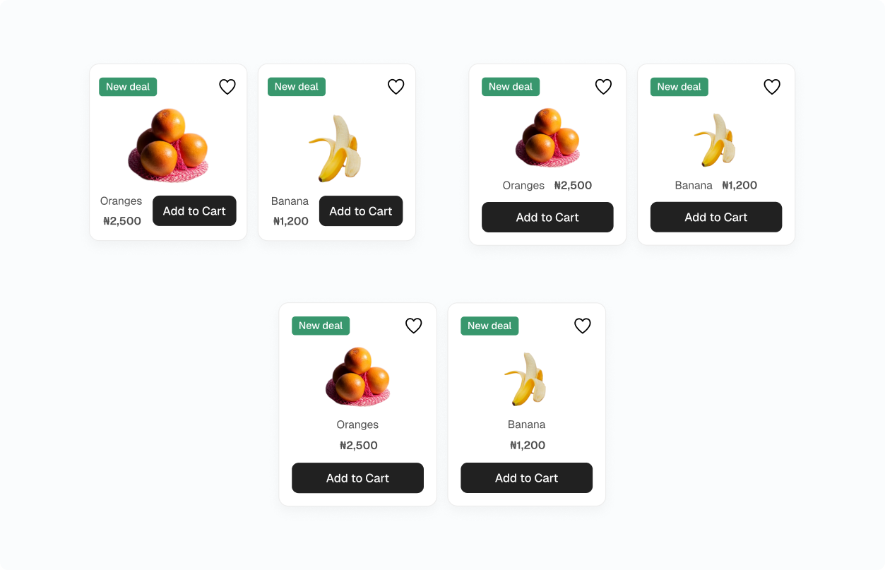 Card Variation - Ecommerce 🛒 by Ibidun Nonso on Dribbble