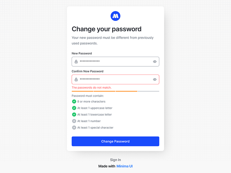 Change Password by Minima UI on Dribbble