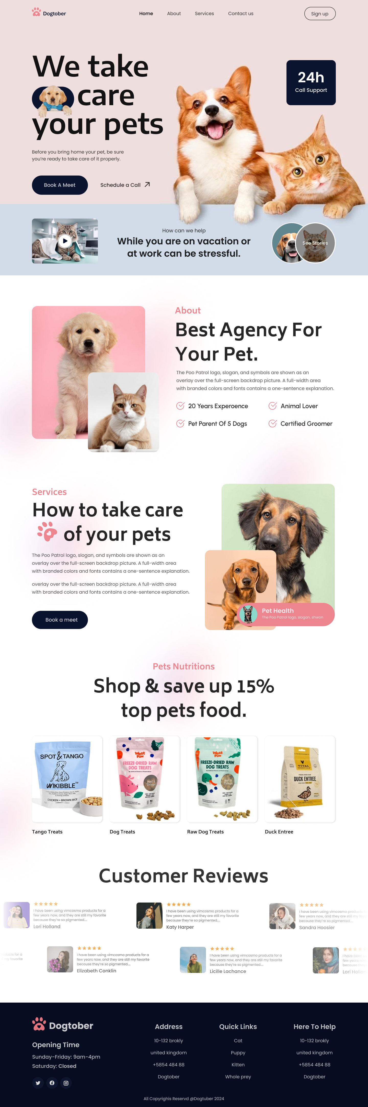 Pet Care Landing Page Web Design by Saiful Islam Shawon on Dribbble