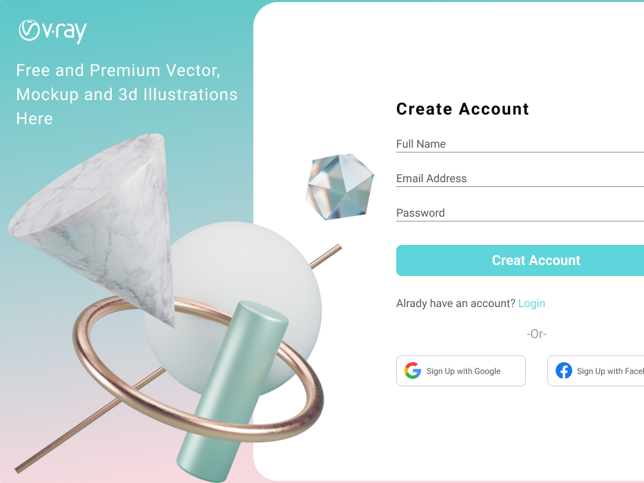 "Ovray – Sign Up Screen for Vector & 3D Assets" by Md Rifat Hossain on Dribbble