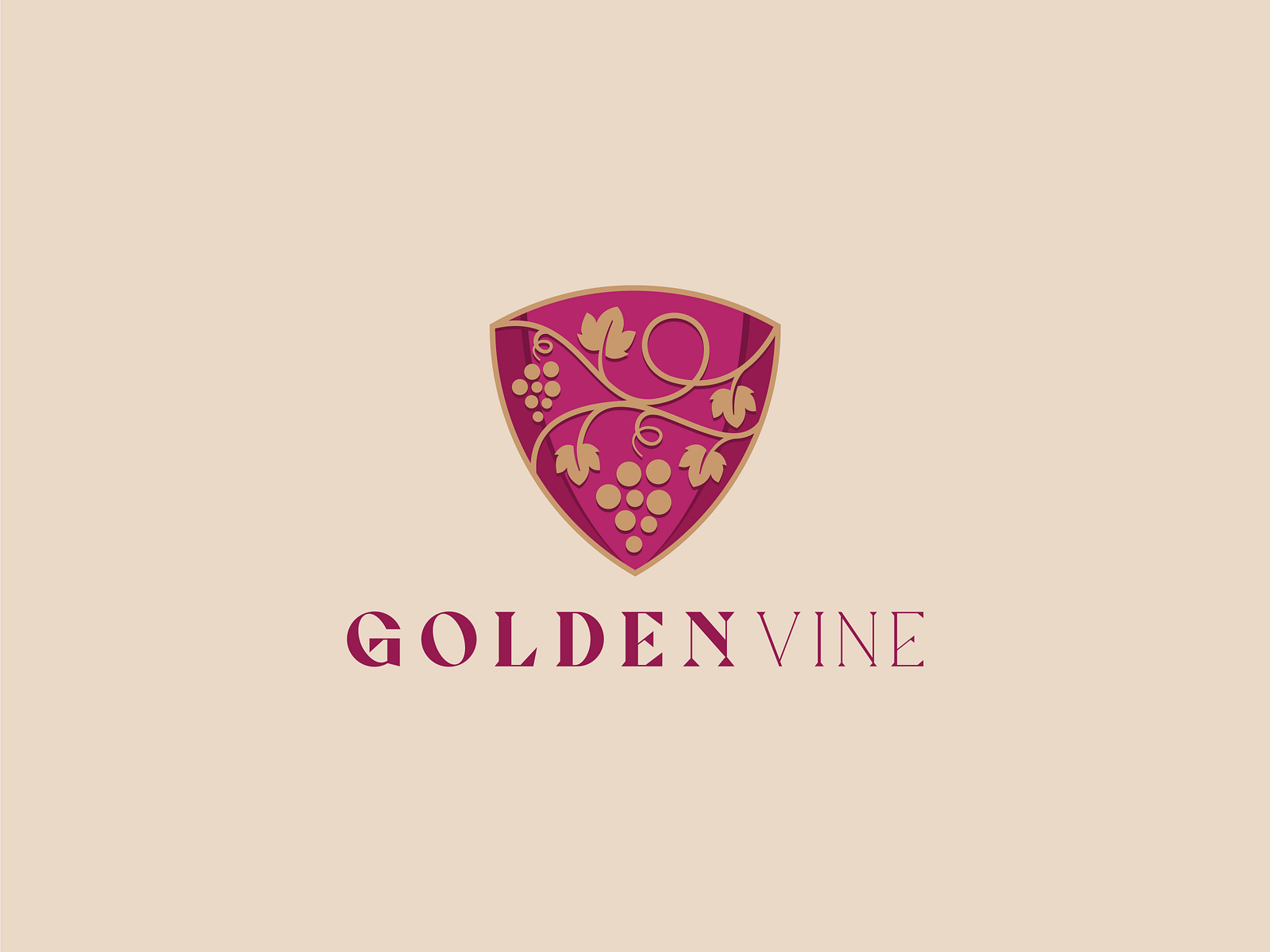 Golden Vine: Elegant Shield & Vine Minimal Logo Design by Make Patel on ...