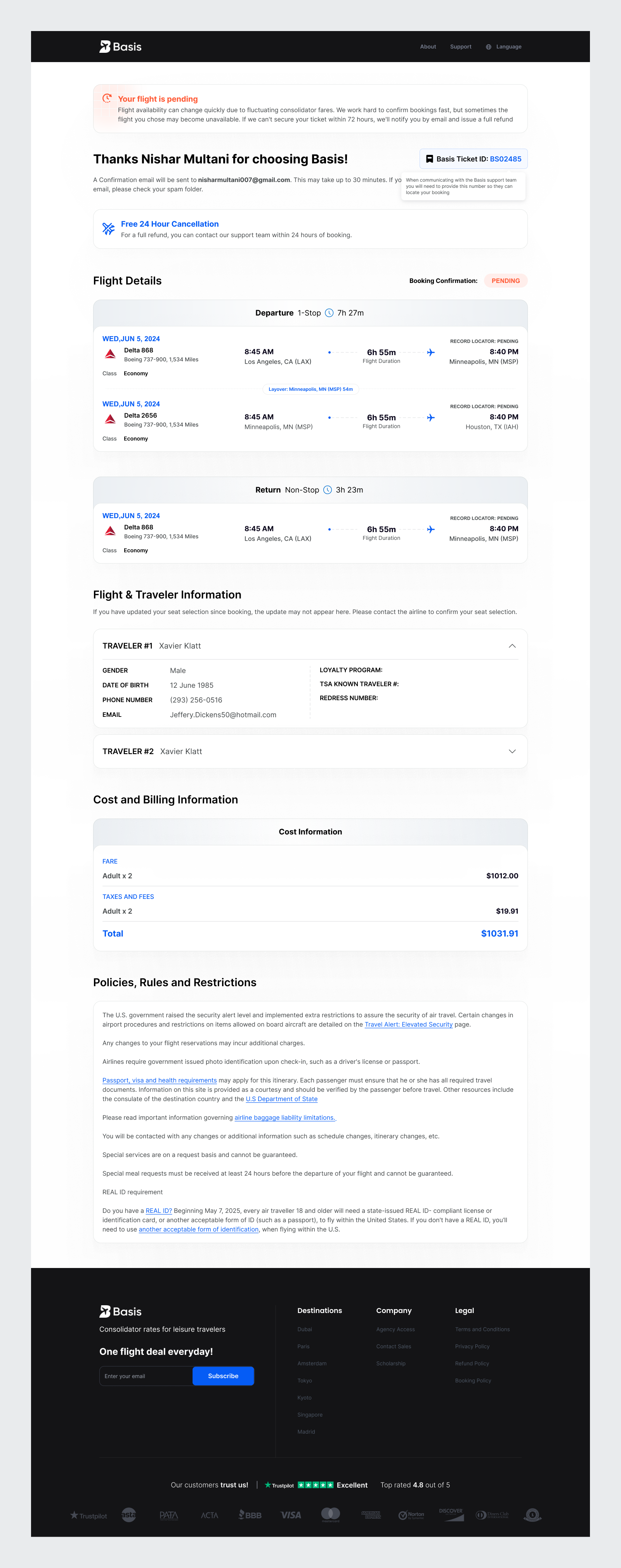 Flight Booking Confirmation Page UI by Nishar Multani on Dribbble