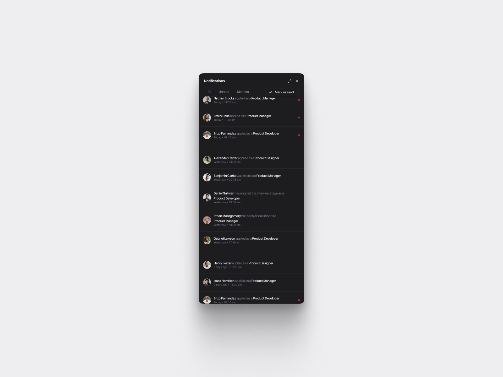 notification-section #03 by Sahil Bibhar on Dribbble
