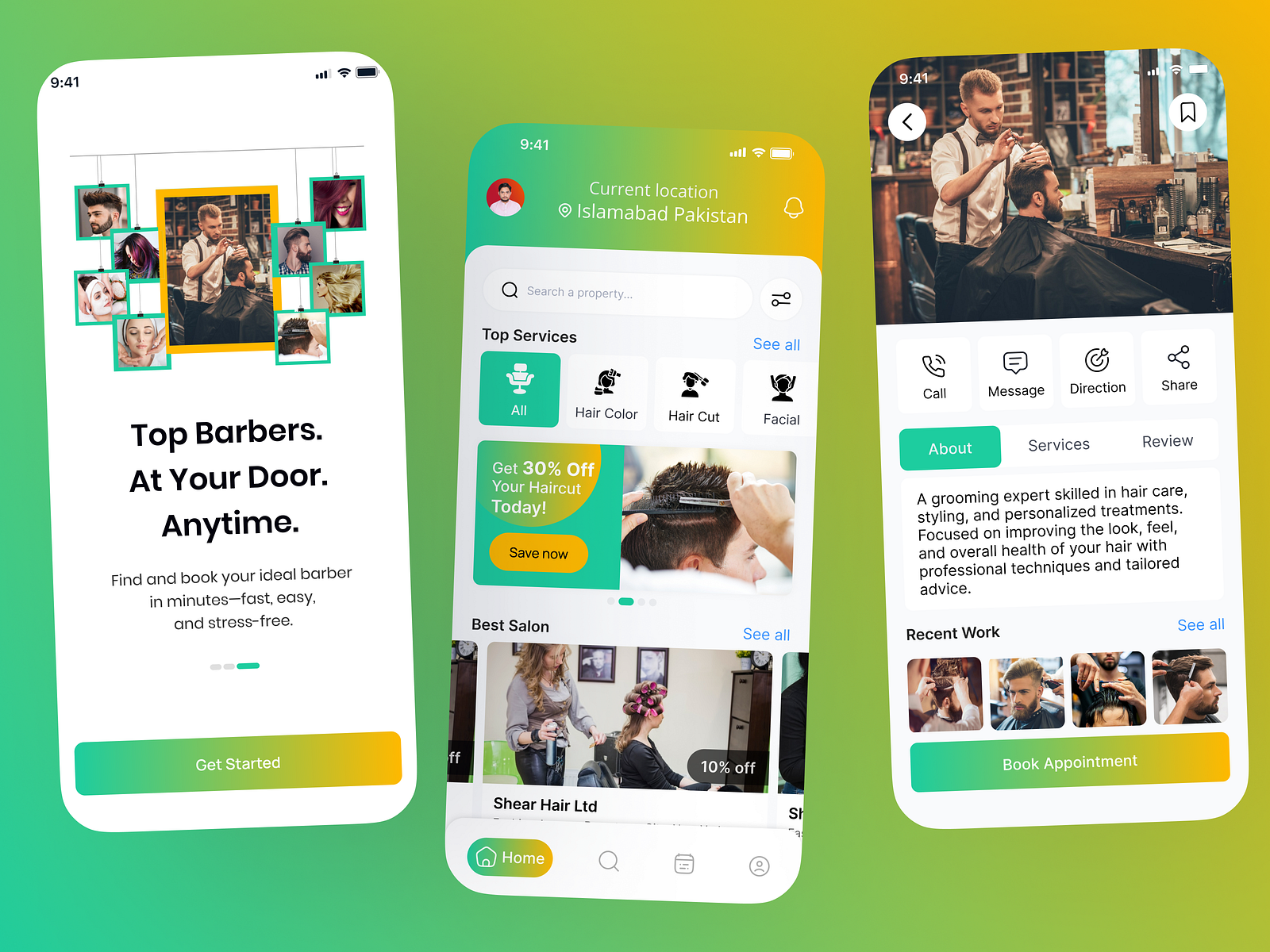 Salon App UI Design by Muhammad Fakhar on Dribbble