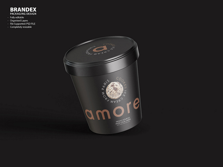 Brandex Amore Ice Cream Tub Design – PSD Packaging Template by Monther ...