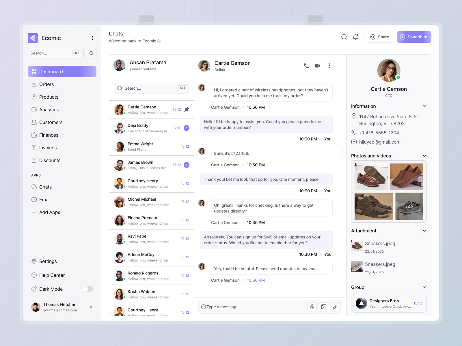 Ecomic - AI Chat Dashboard UI Design by Juyed Ahmed on Dribbble