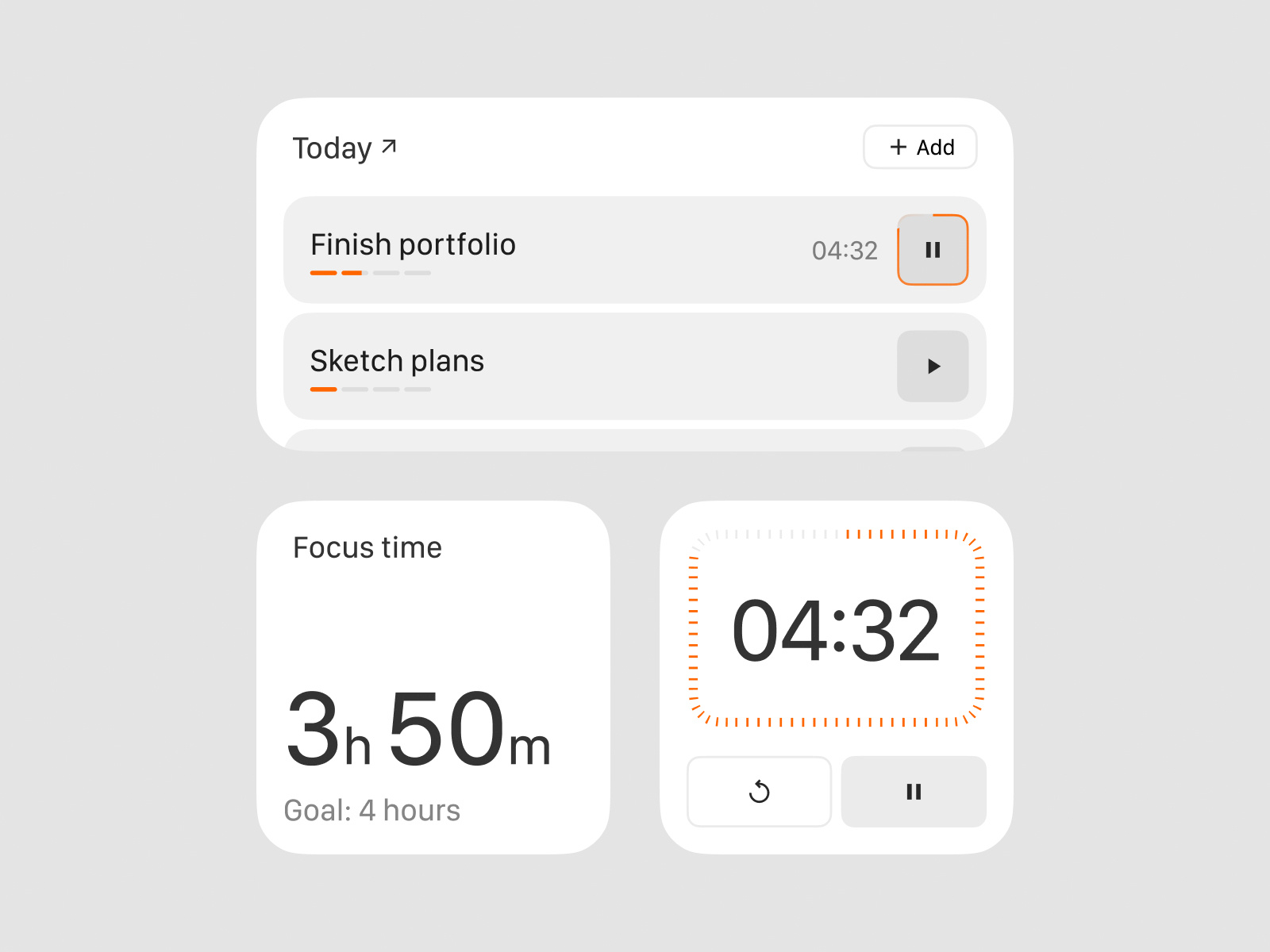 Pomodoro widgets by Ibrahim Asiri on Dribbble
