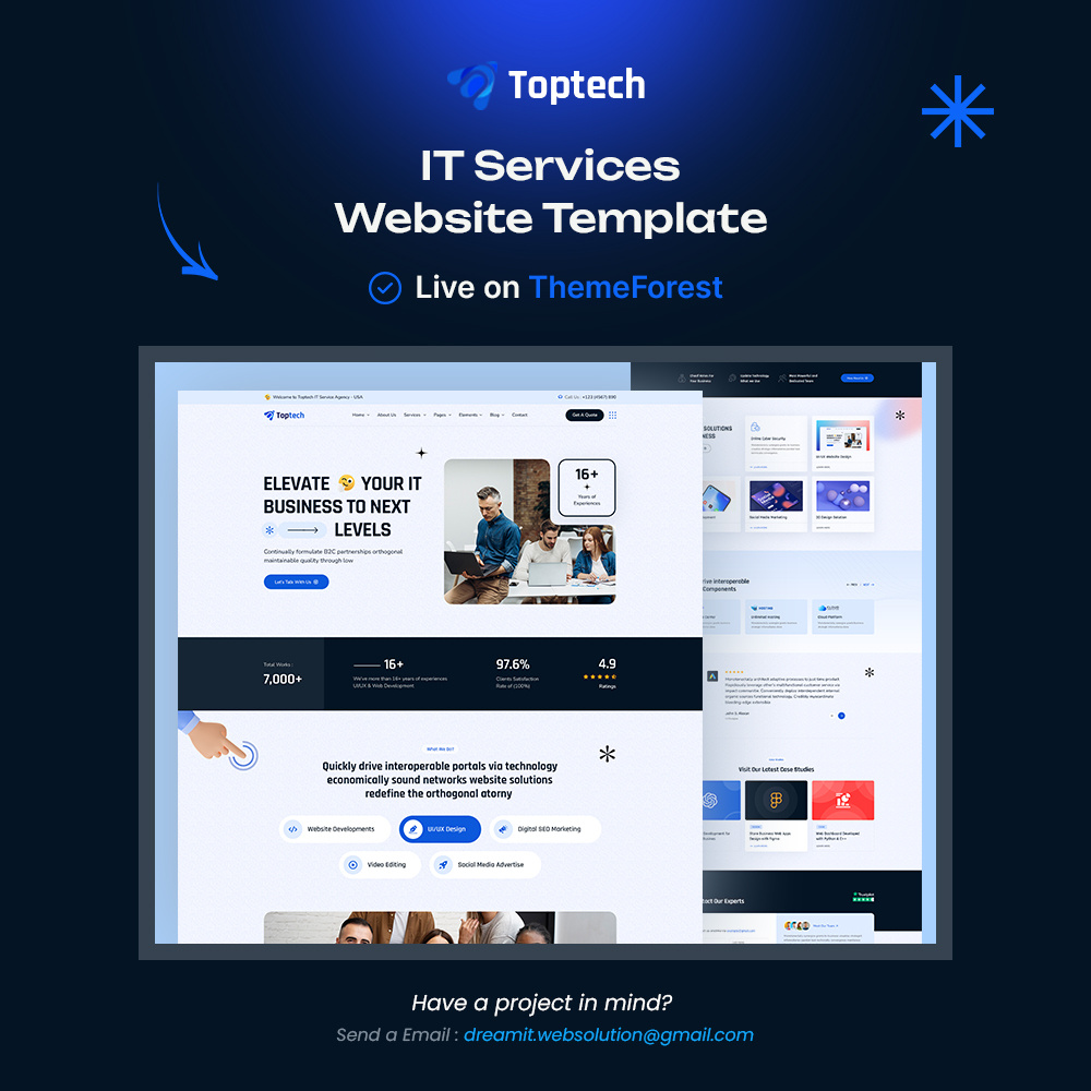 TopTech - Technology, SEO, Digital Agency & IT Solutions WordPre by Mohammad Liton Mia on Dribbble