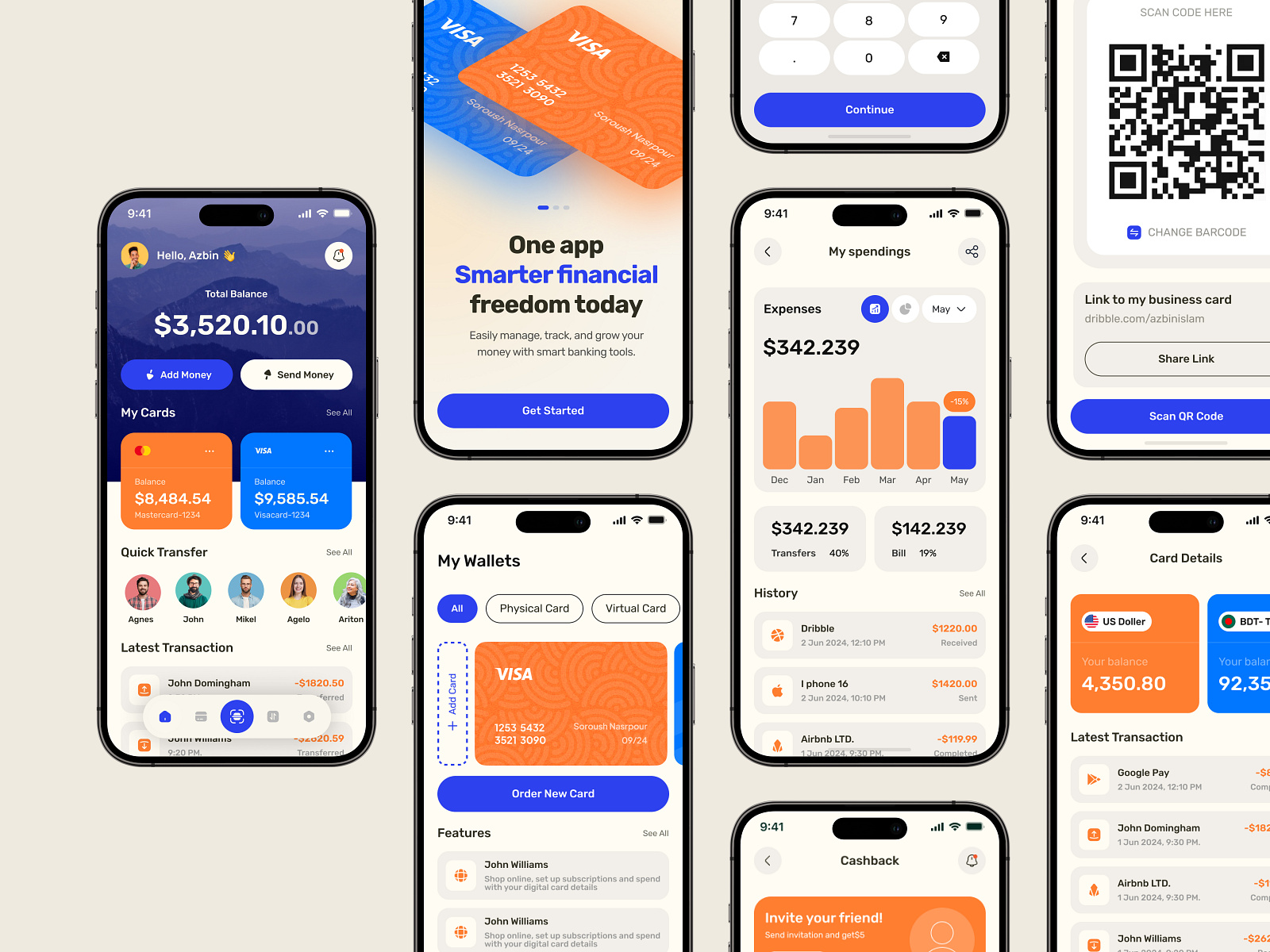 Finance Banking Wallet App UI by MD. Azbin Islam for Arobix Design on ...