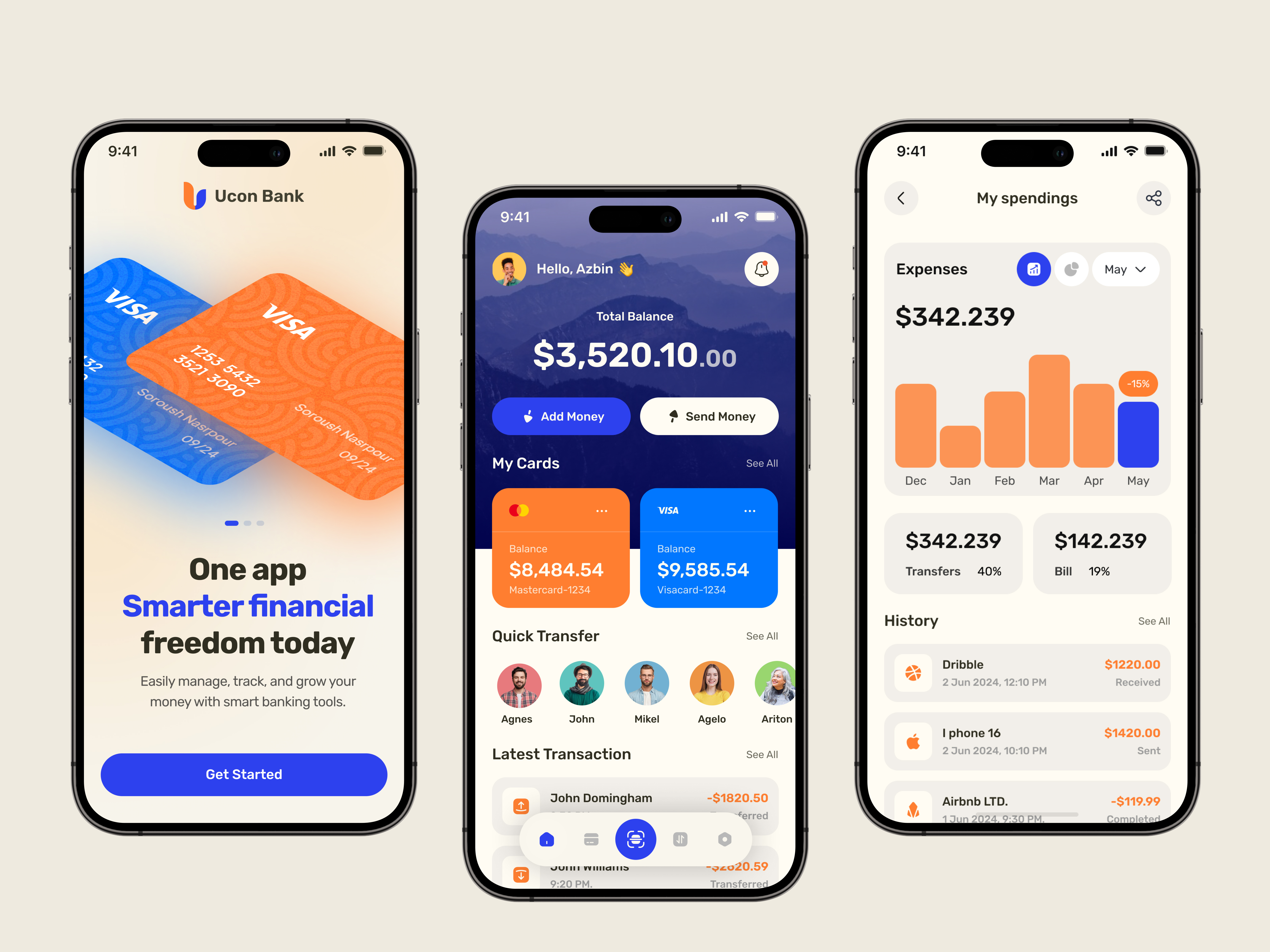 Finance Banking Wallet App UI by MD. Azbin Islam for Arobix Design on ...