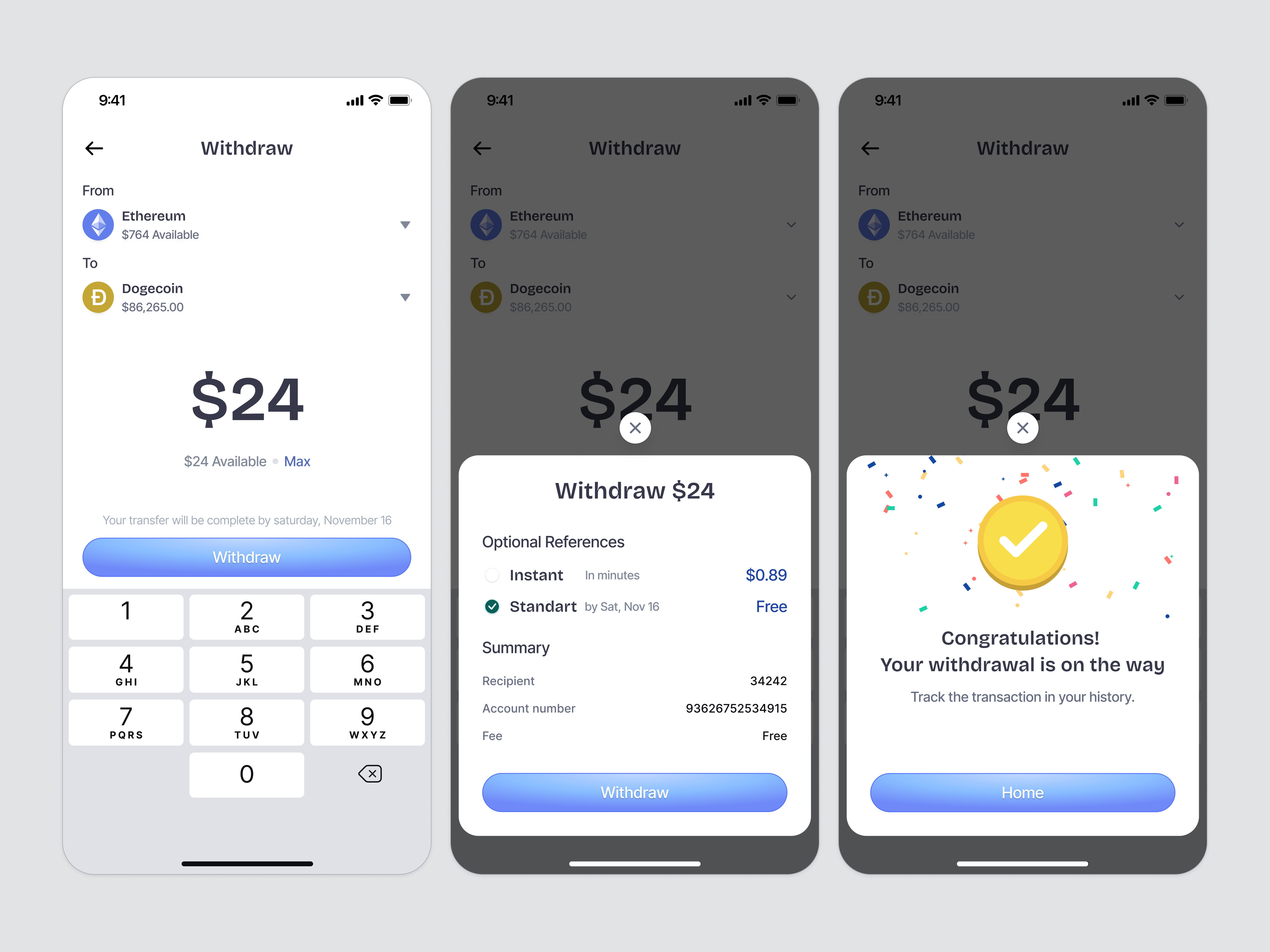 Crypto Mobile App UIUX – Withdraw Flow Interaction by Keitoto on Dribbble