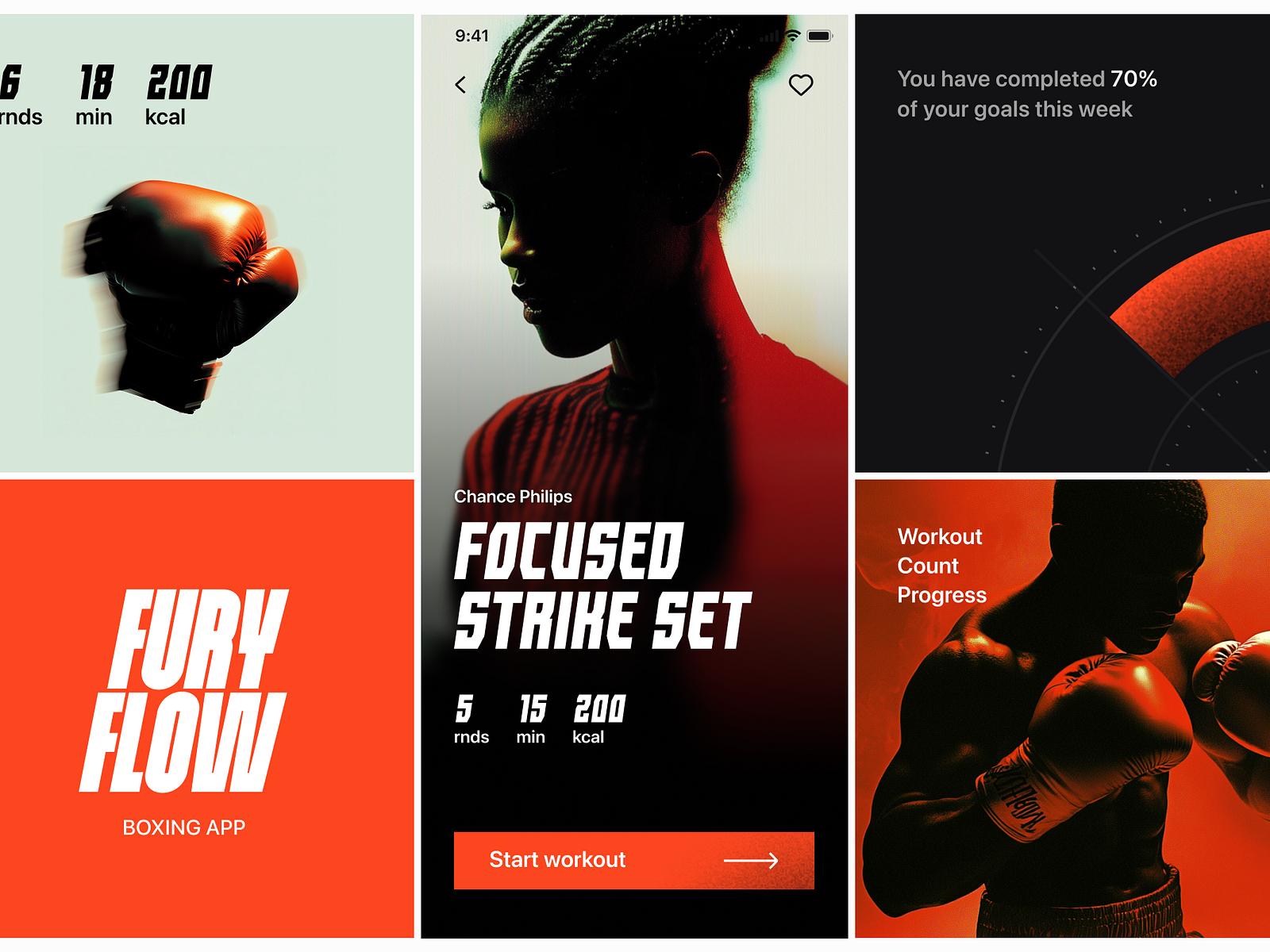 Fury Flow – Boxing App UI with Bold Energy by Mary Gordeeva on Dribbble