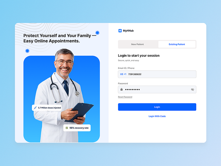 Patient Login & Registration – Hospital Web UI by Harish on Dribbble