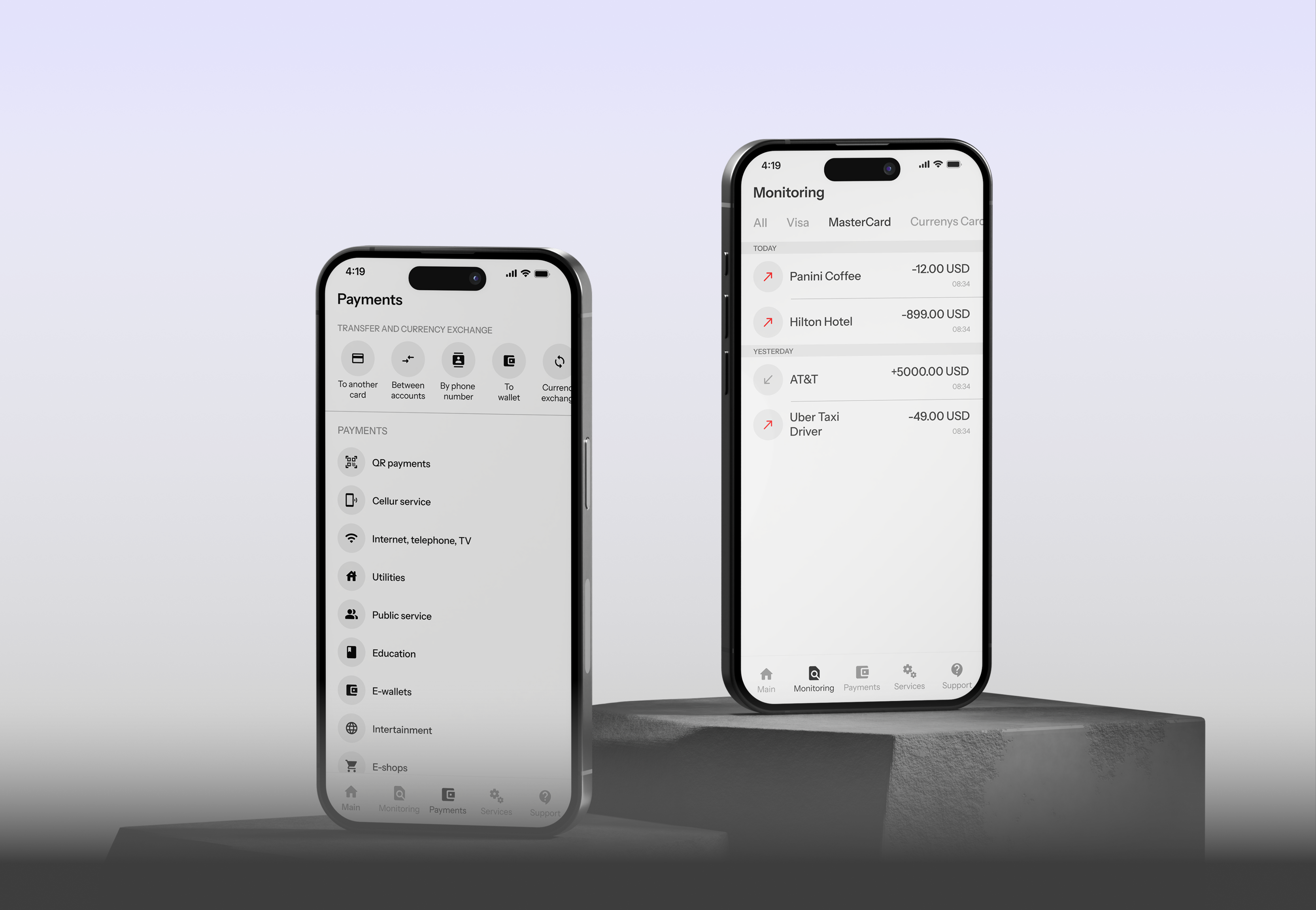 Modern Payment System UI by Muhammad Mirzaakhmedov on Dribbble