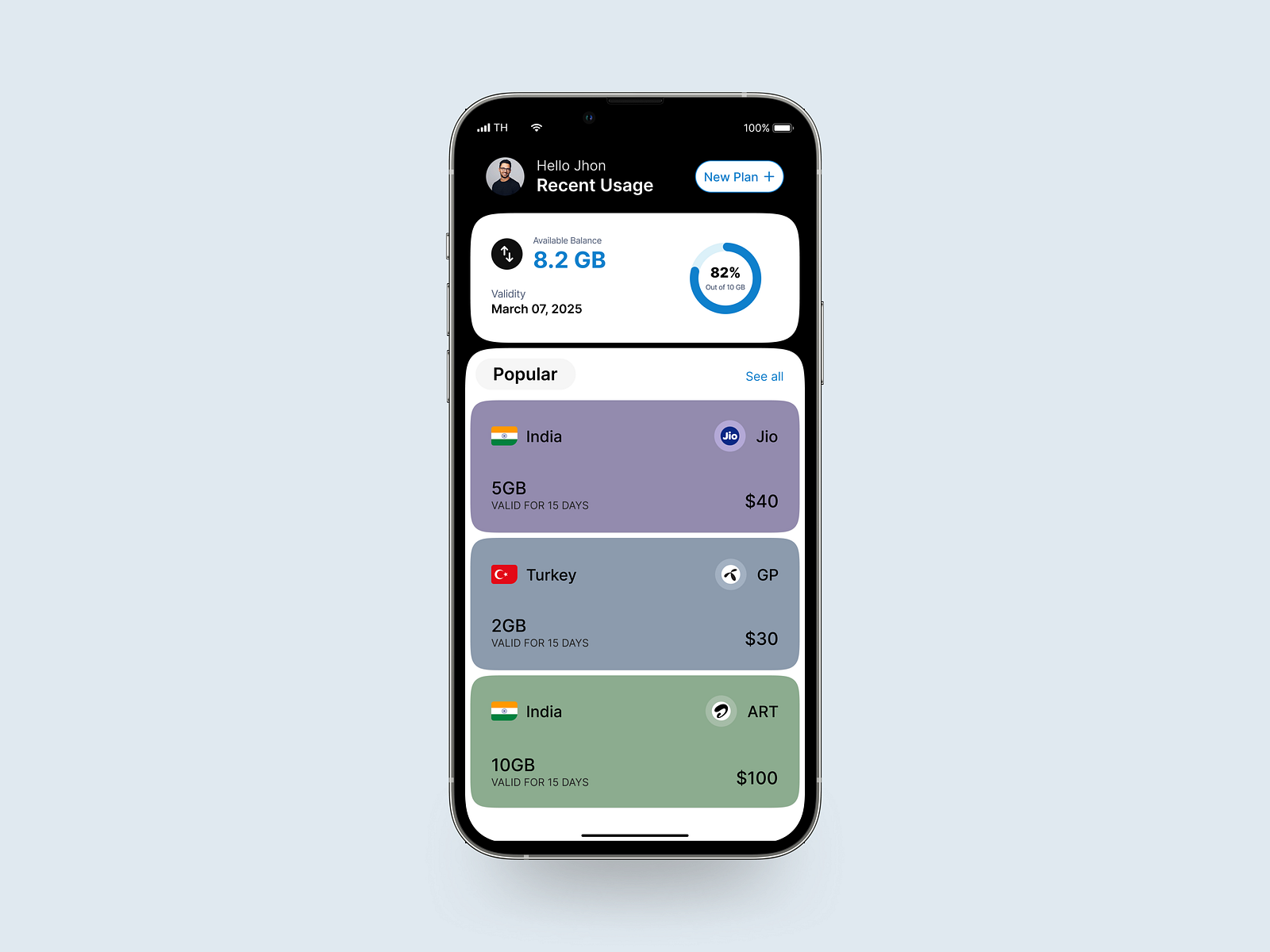 eSIM App Home page by Delowar Hossain on Dribbble