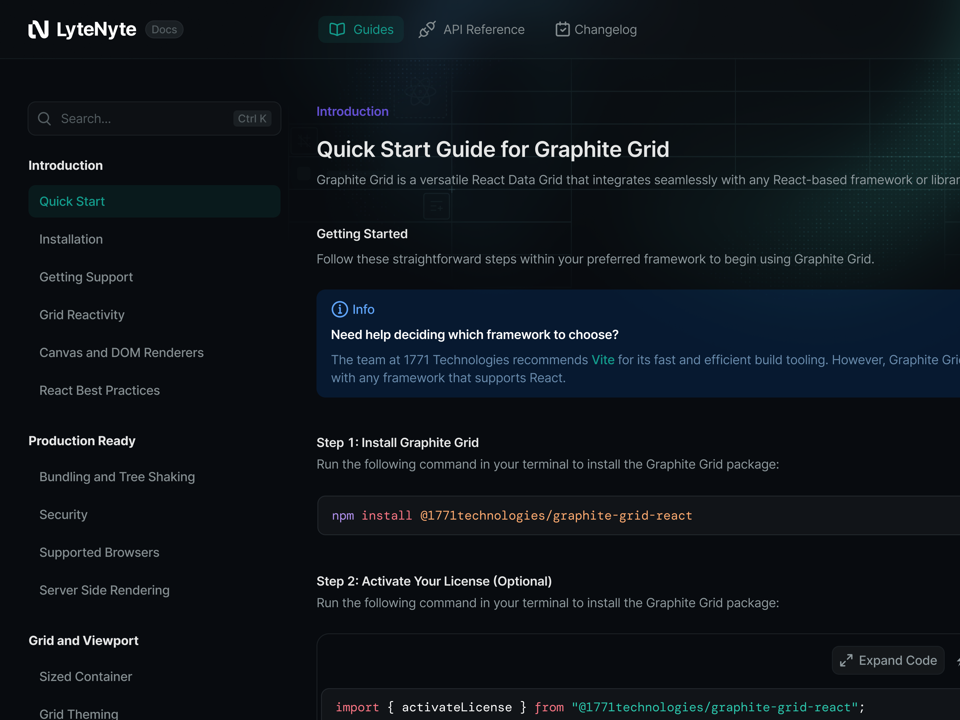 LyteNyte Grid Documentation Page by Virgil Pana on Dribbble