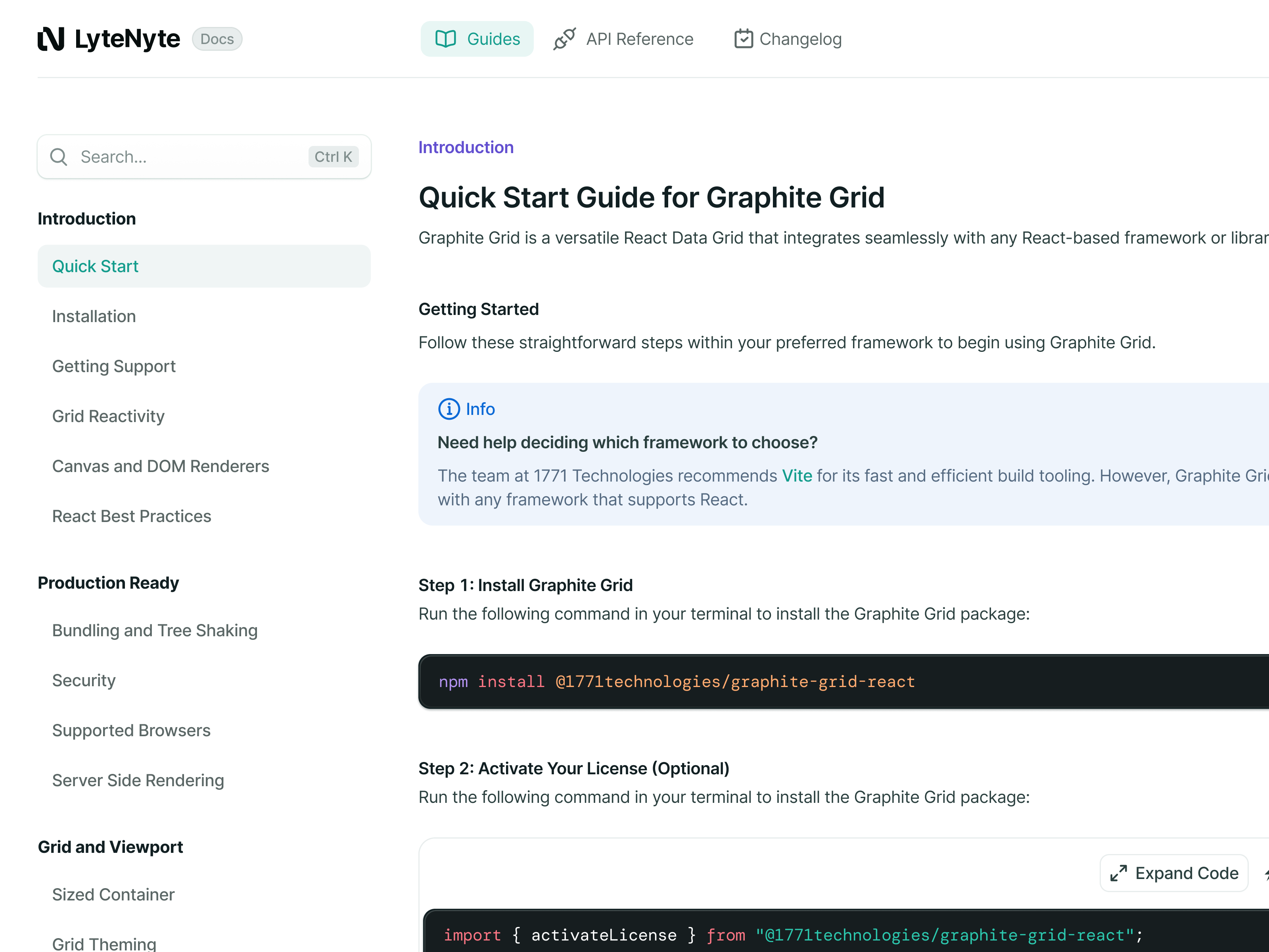 LyteNyte Grid Documentation Page by Virgil Pana on Dribbble
