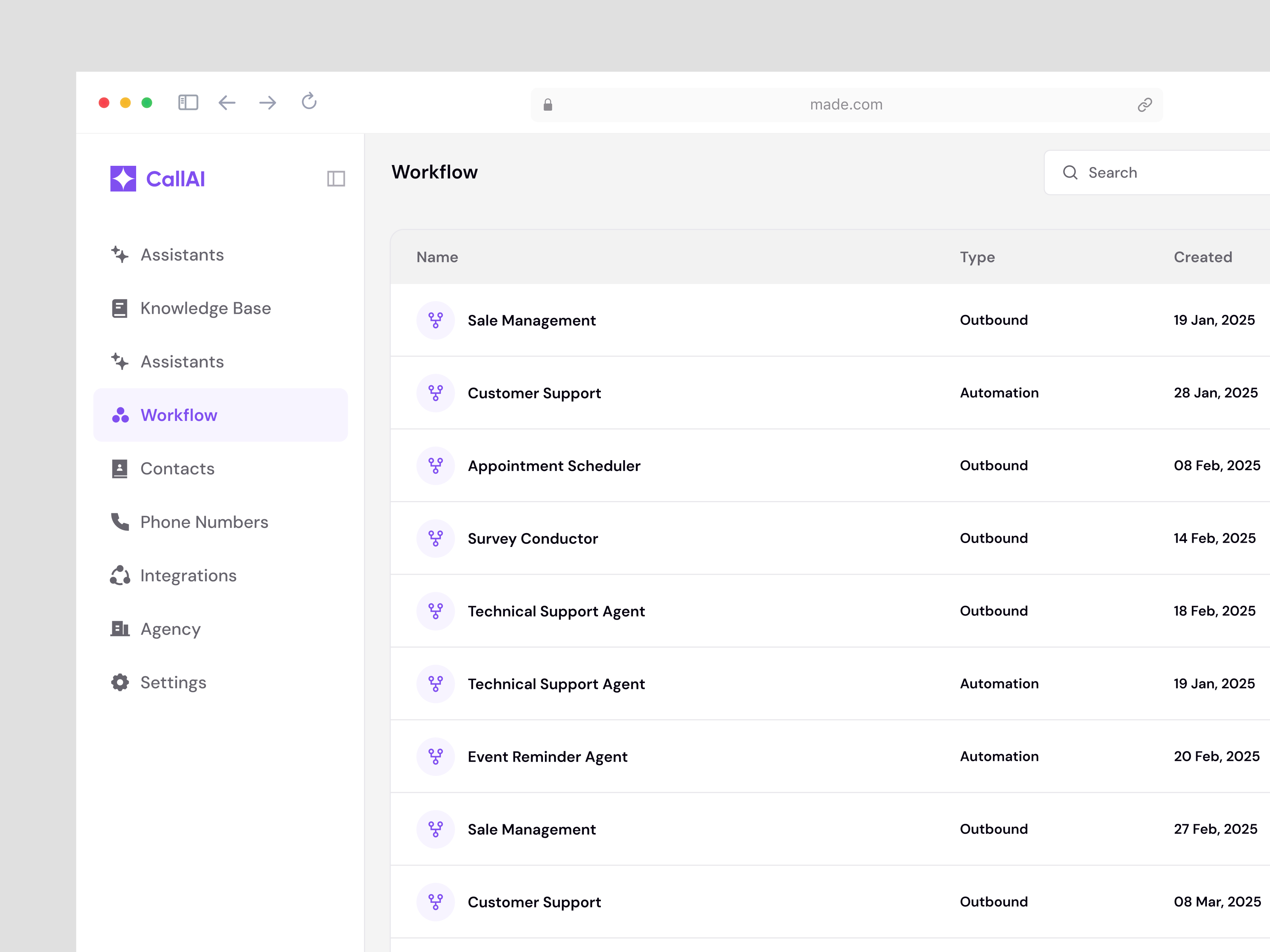 CallAI - voice AI Dashboard Web App | SaaS Workflow by Shahid Miah UI UX Designer for Wavespace ...