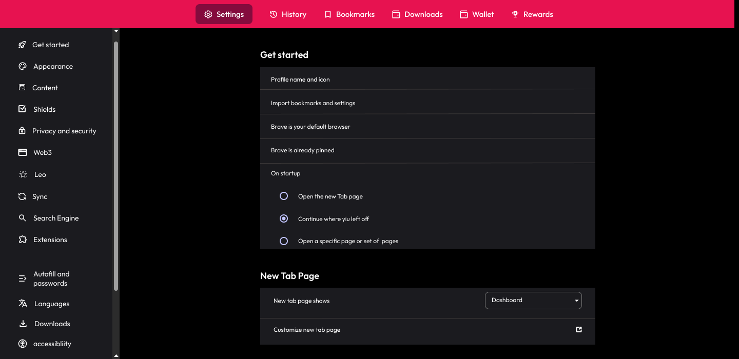 Brave Setting page by Mila Khulal on Dribbble