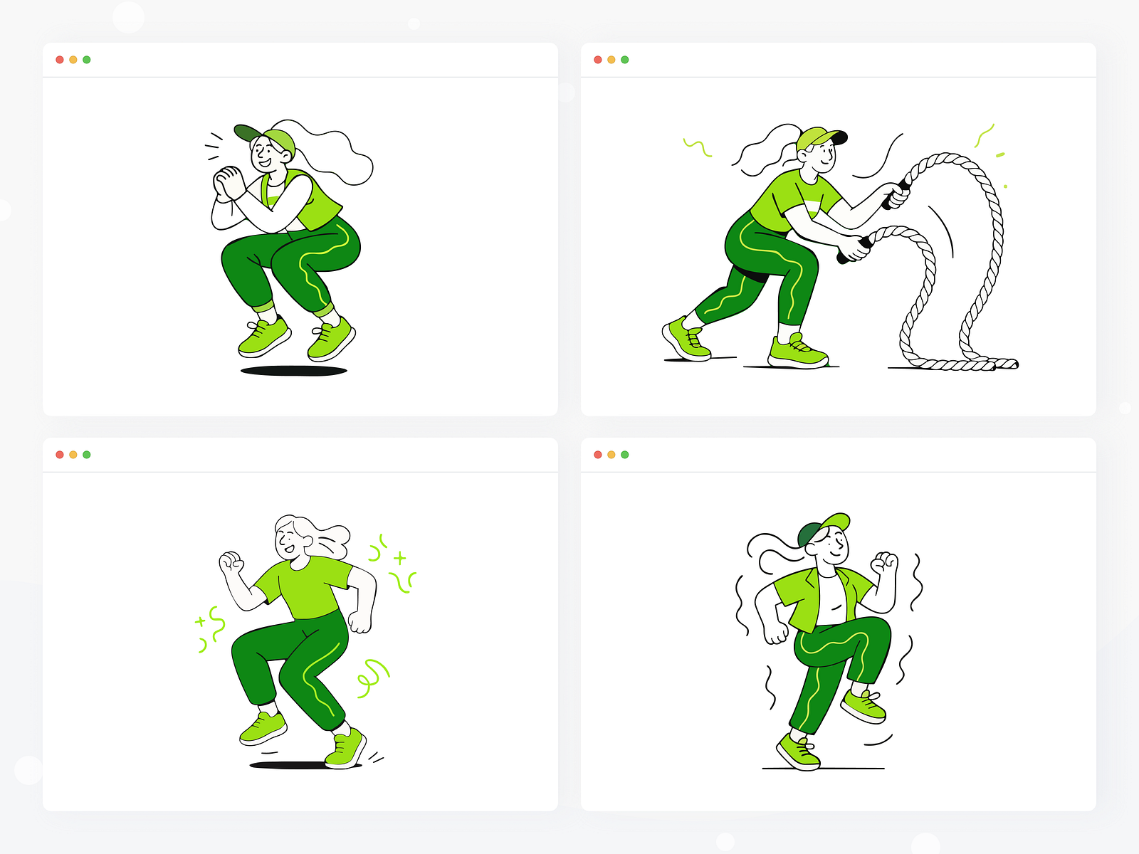 Modular Exercise Illustrations for Health & Fitness Platform #4 by ...