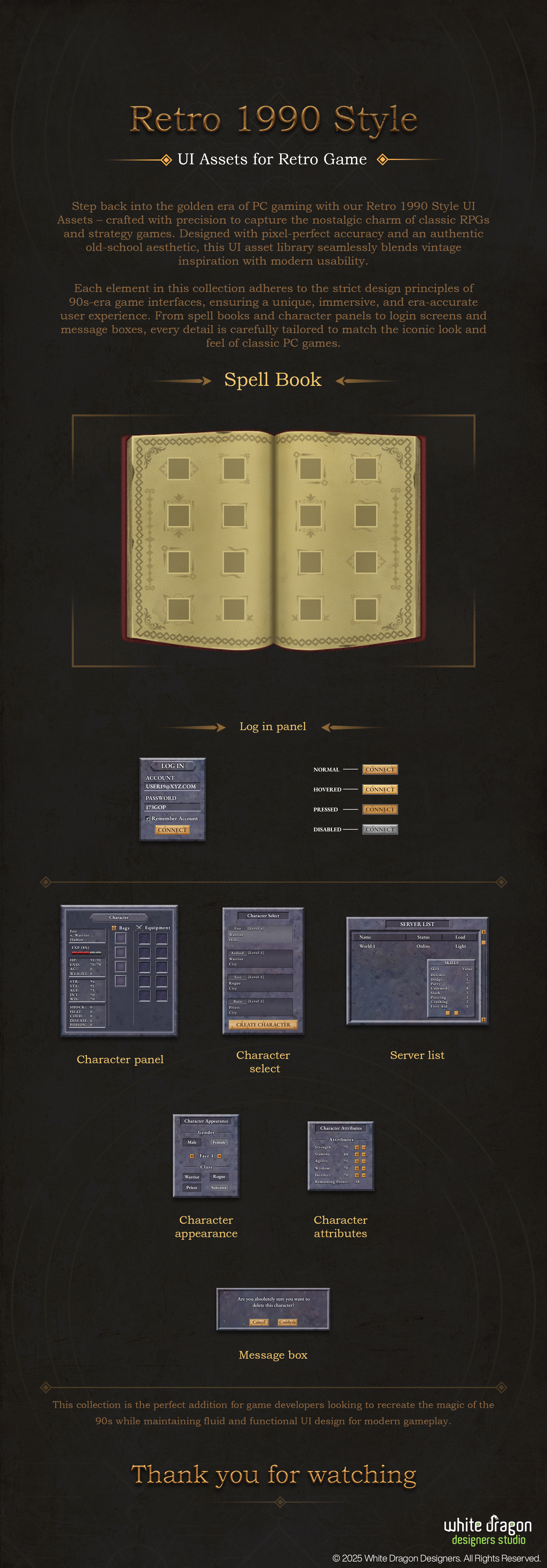 🎮 Retro 1990 Style UI Pack – Classic RPG Interface Reimagined by White ...