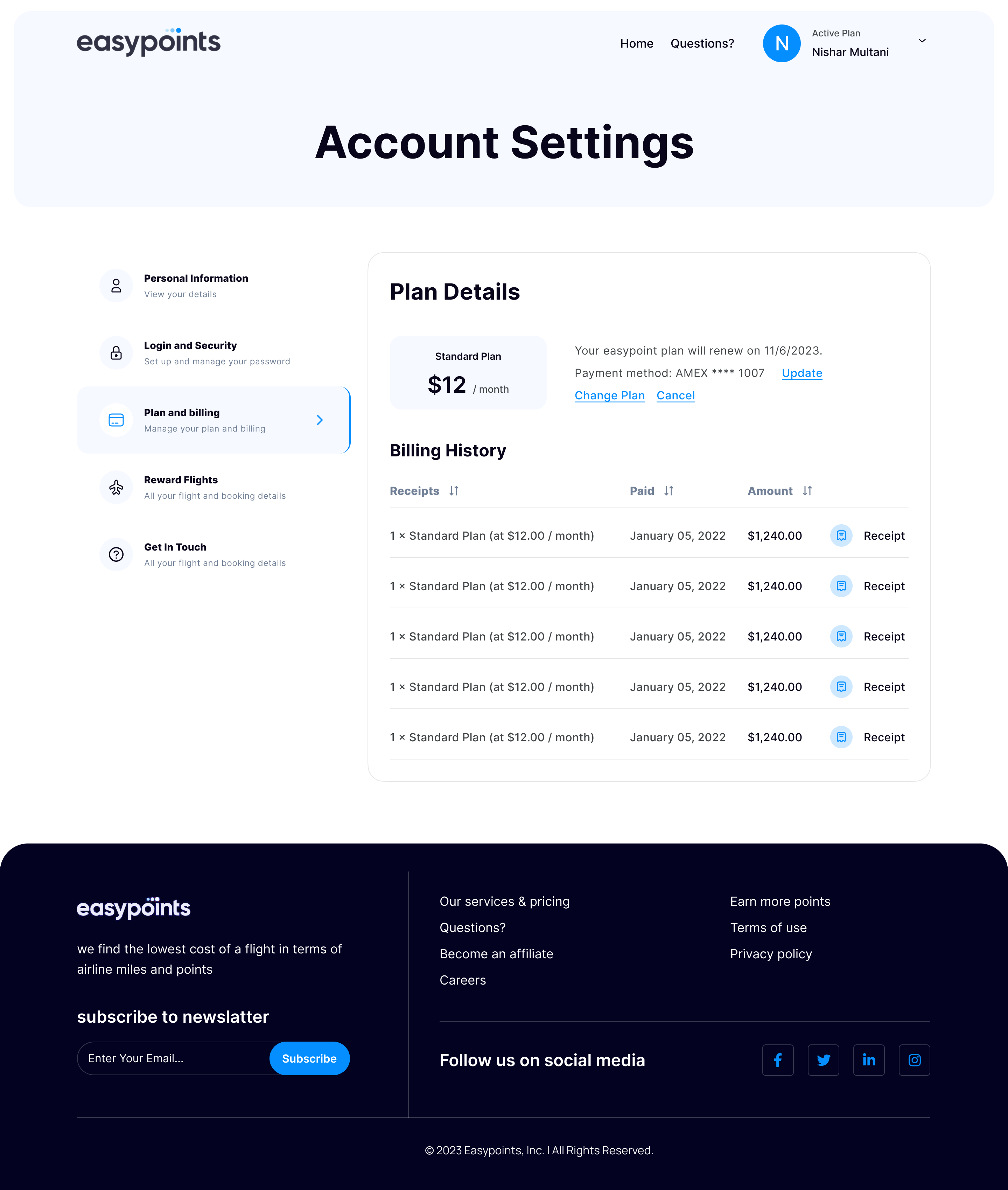 Account Settings Dashboard UI by Nishar Multani on Dribbble