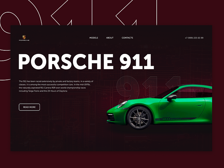 Porsche 911 Landing page by Anastasia Shaposhnikova on Dribbble