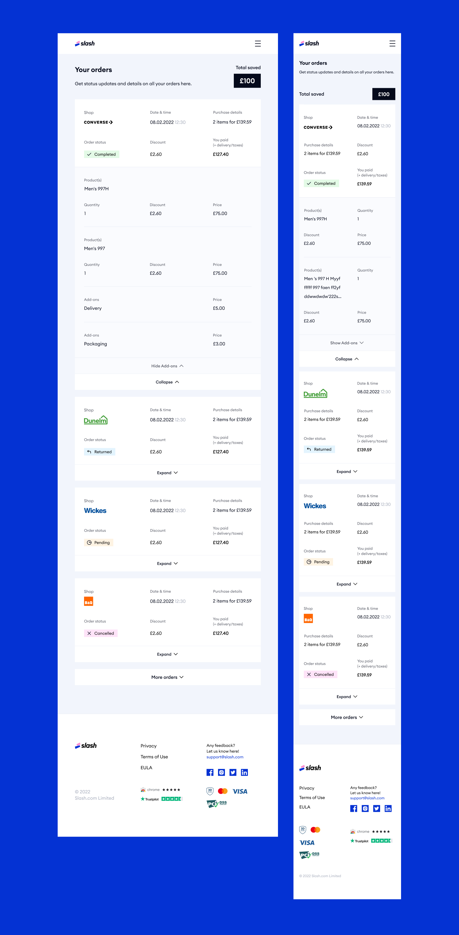 Slash Orders page by Vlad Chentsov on Dribbble