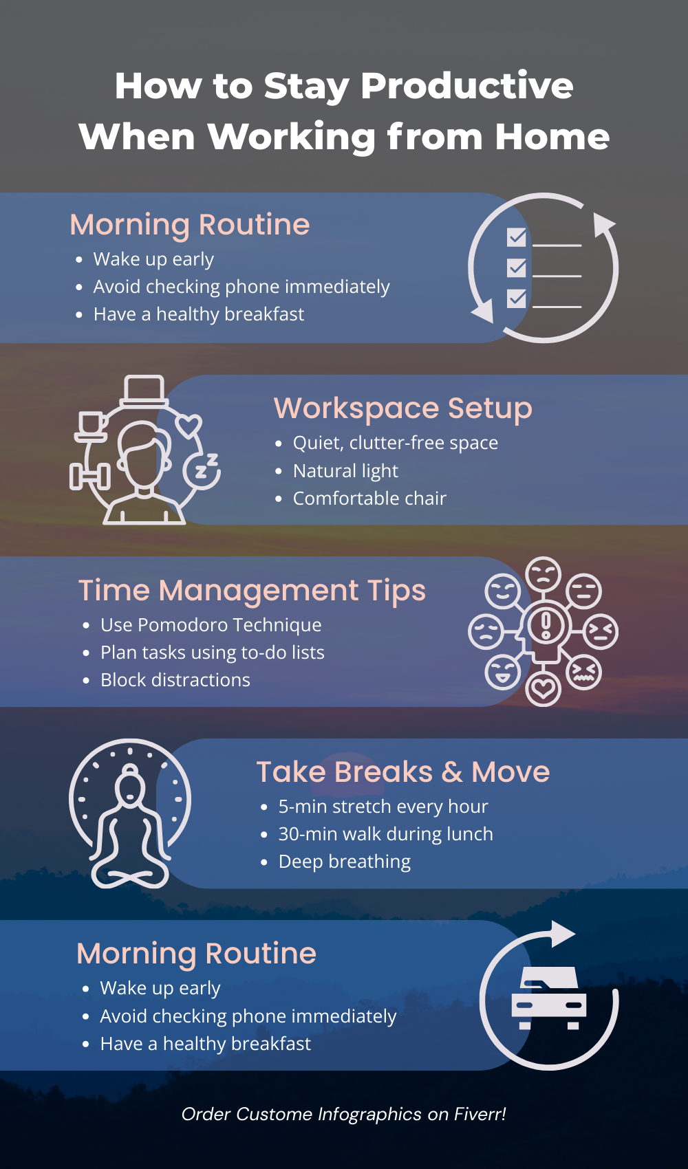 How to Stay Productive – Infographic Design by Vijay David on Dribbble