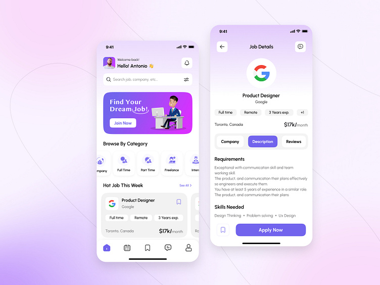 Job Finding Mobile App by F.I Suhan - UI UX & Web Designer on Dribbble