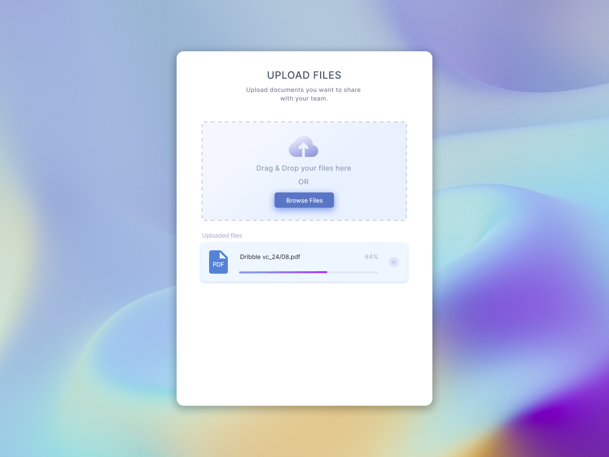 Challenge #0031. File upload by Shubham Kumar on Dribbble
