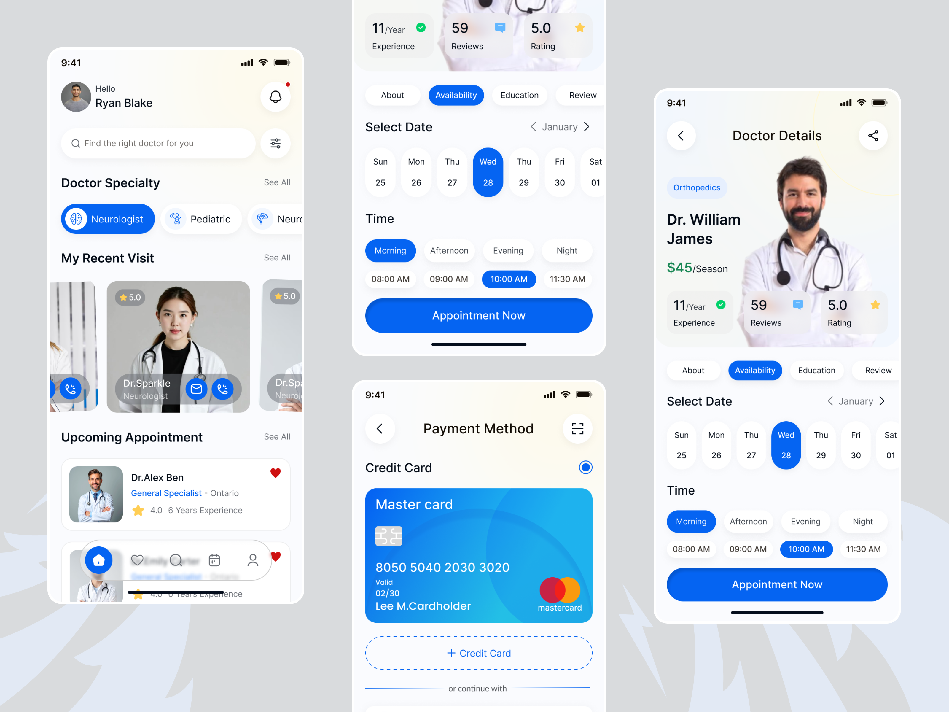 Doctor Appointment Mobile App by Alamin Hossen 🔥 for Blend wrk on Dribbble