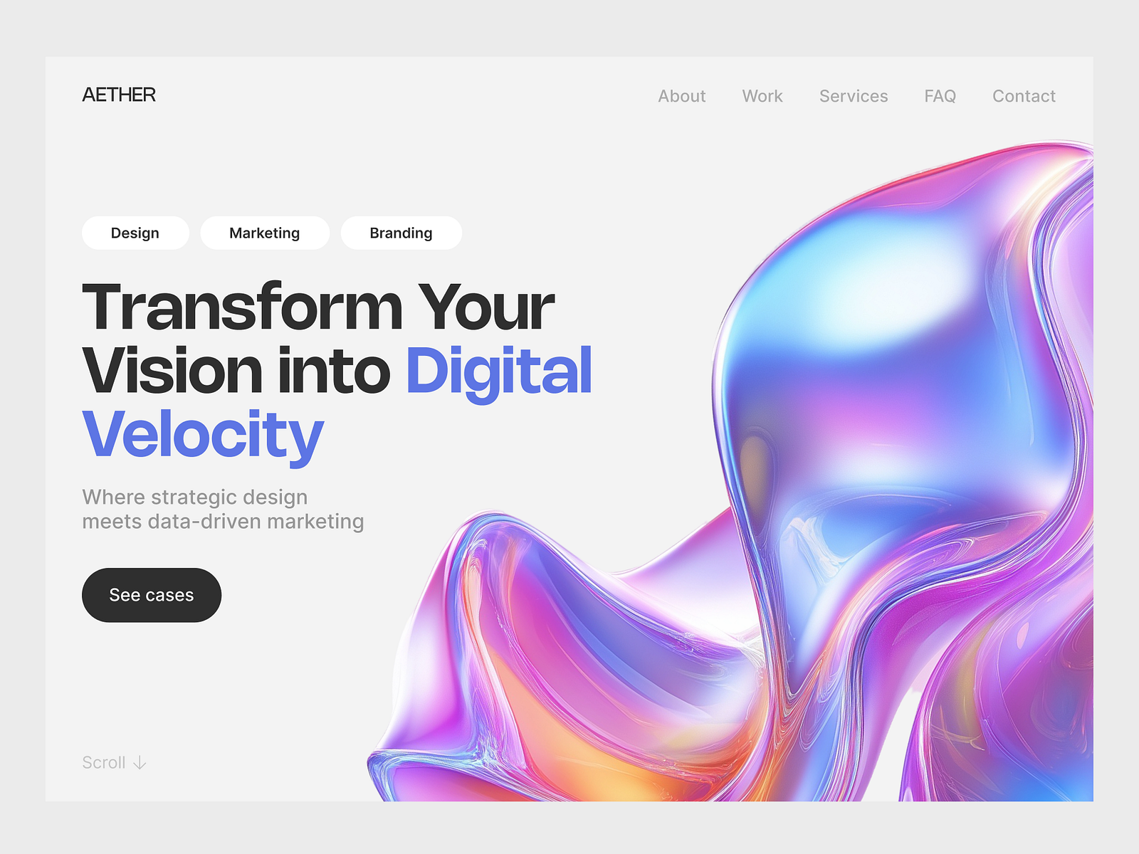 Aether | Digital Agency Landing Page Hero by Anastasia Domash on Dribbble