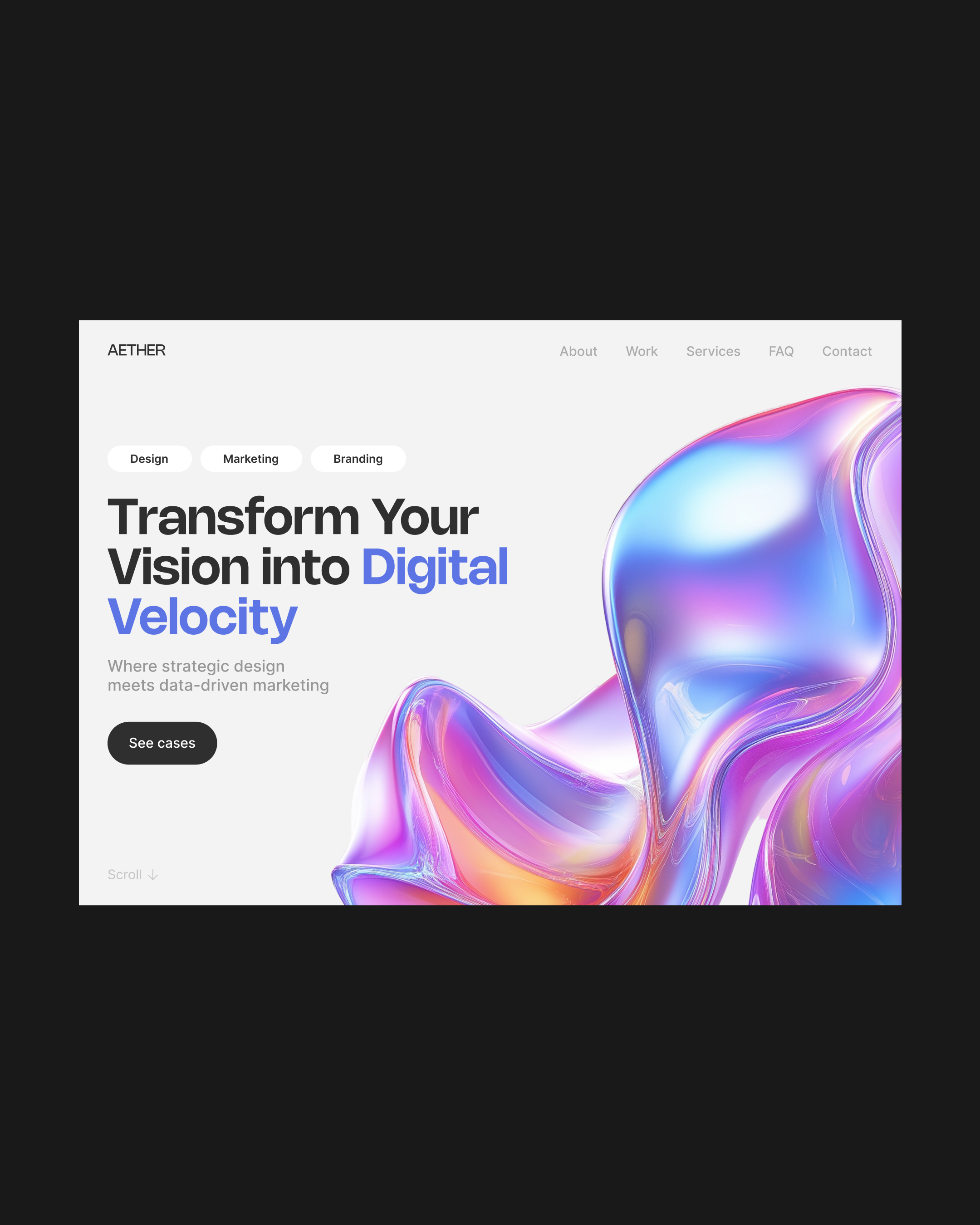 Aether | Digital Agency Landing Page Hero by Anastasia Domash on Dribbble