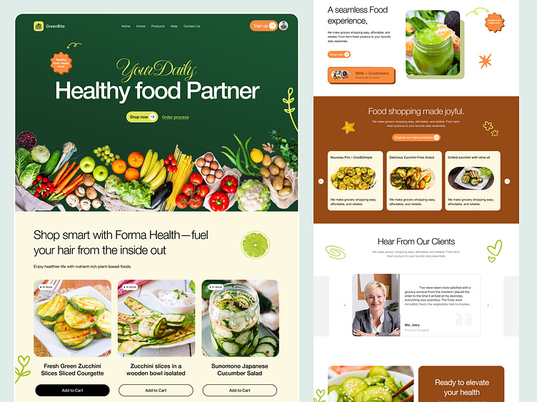 GreenBite - Healthy Food Website by Junaki 🌸 on Dribbble