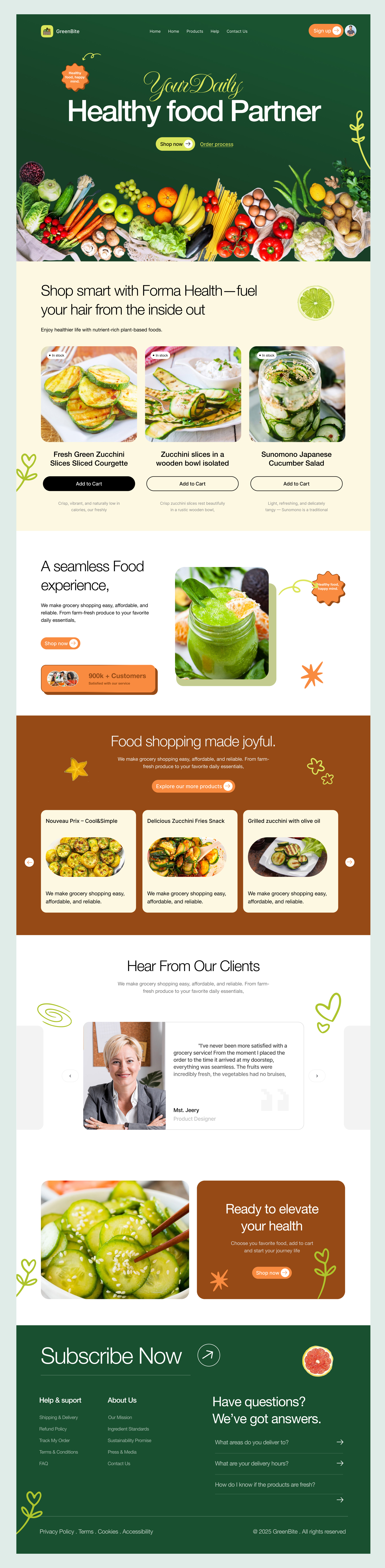 GreenBite - Healthy Food Website by Junaki 🌸 on Dribbble
