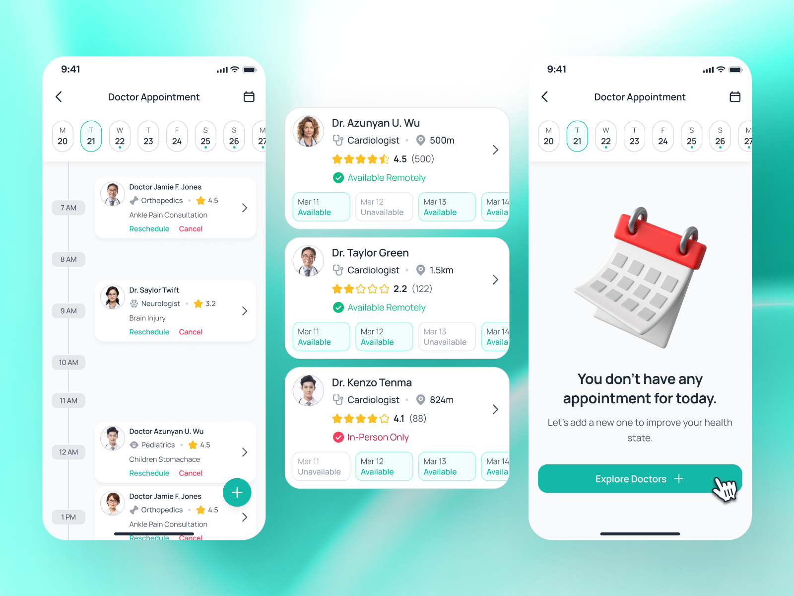 nightingale v2: Doctor Consultation Calendar/Schedule UI by ...