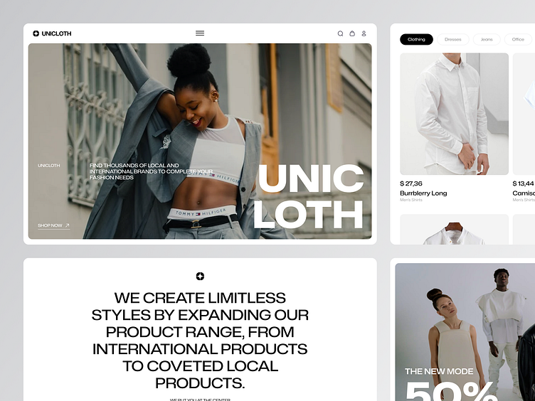 Unicloth - Clothing E-Commerce Landing Page by Emily Johansson for ...