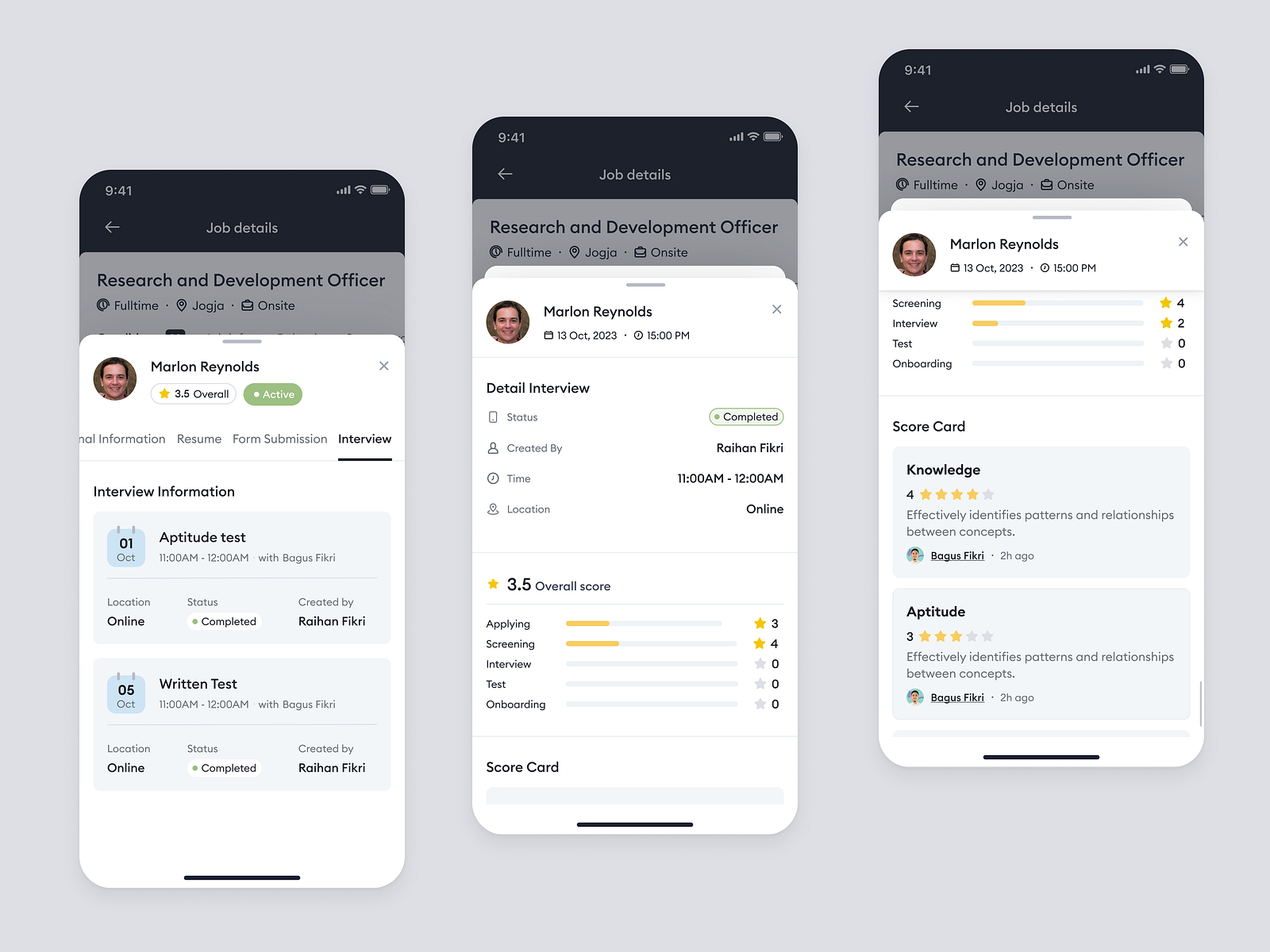 Tiimi Mobile – Candidate Interview Details in SaaS HR Management by Bagus Fikri for Fikri Studio ...