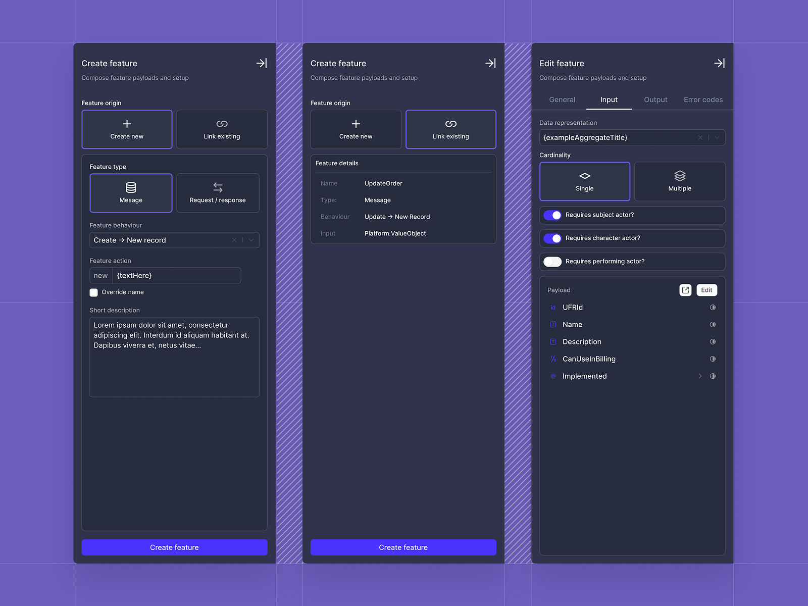 Creation side panels by Dan Roman on Dribbble
