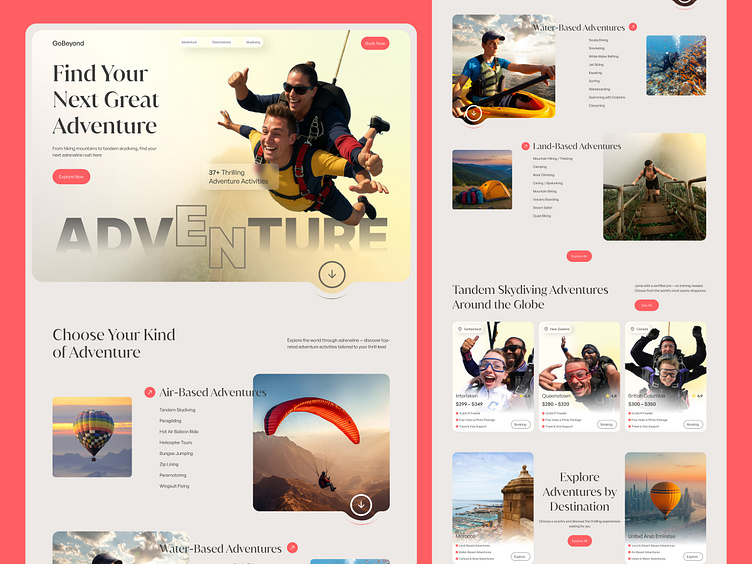 Adventure Travel Landing Page by Jahid Hasan Jion on Dribbble