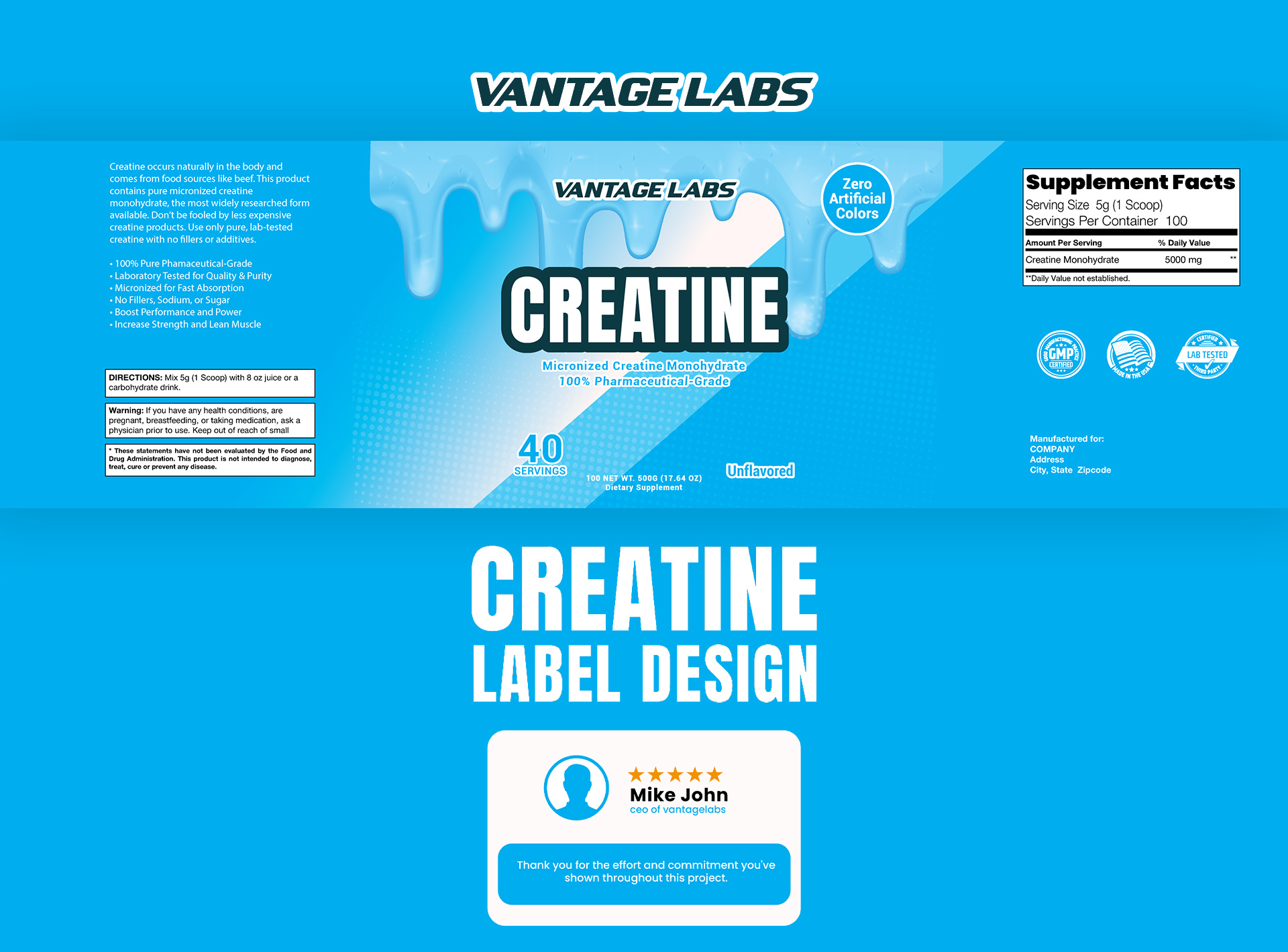 Creatine Supplement Label & Packaging Design by Mostakim Ahamed on Dribbble